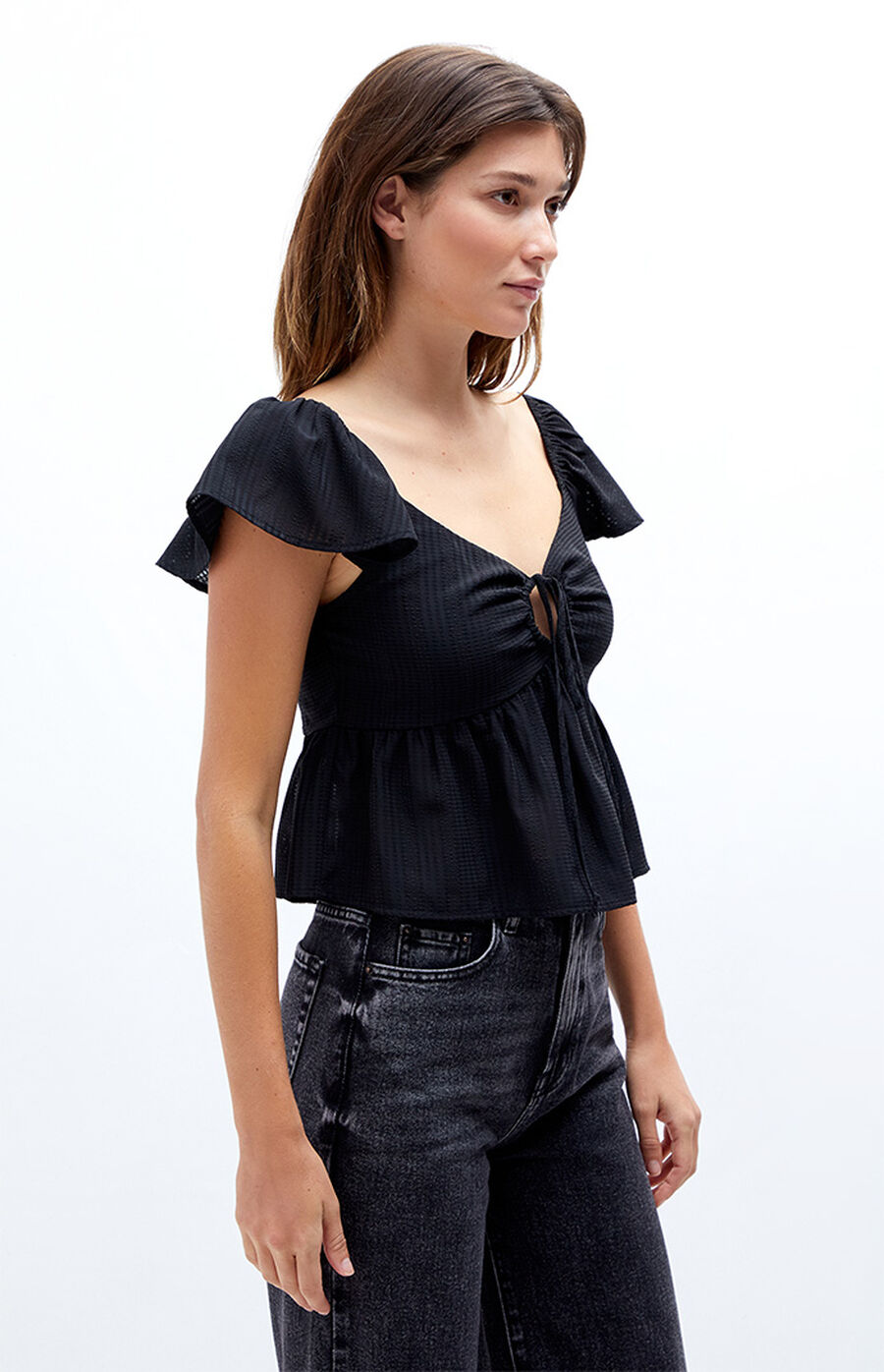 LA Hearts Short Sleeve Keyhole Babydoll Top | PacSun