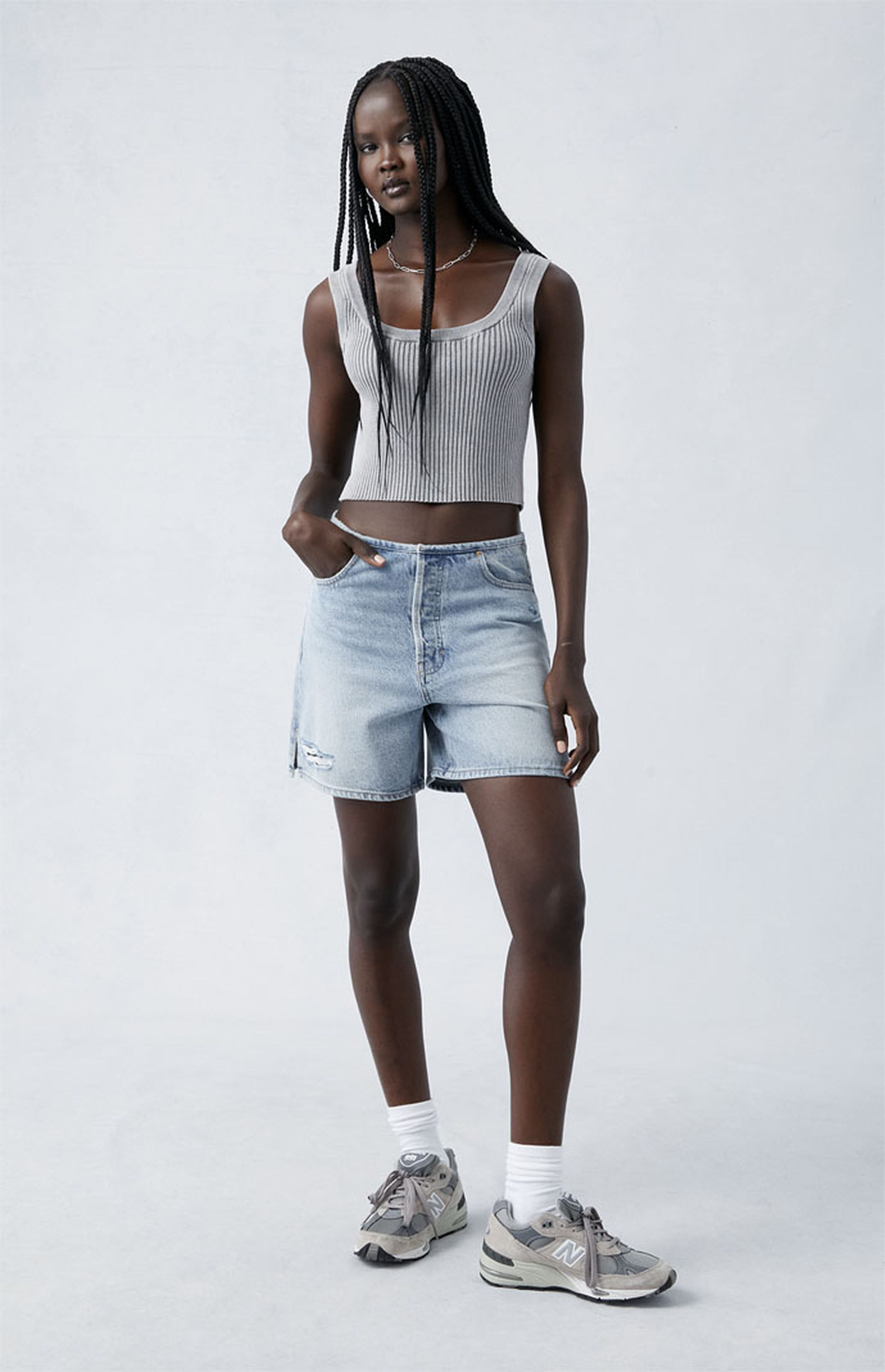 Pacsun Eco Light Indigo Ripped High Waisted Relaxed Jorts | PacSun