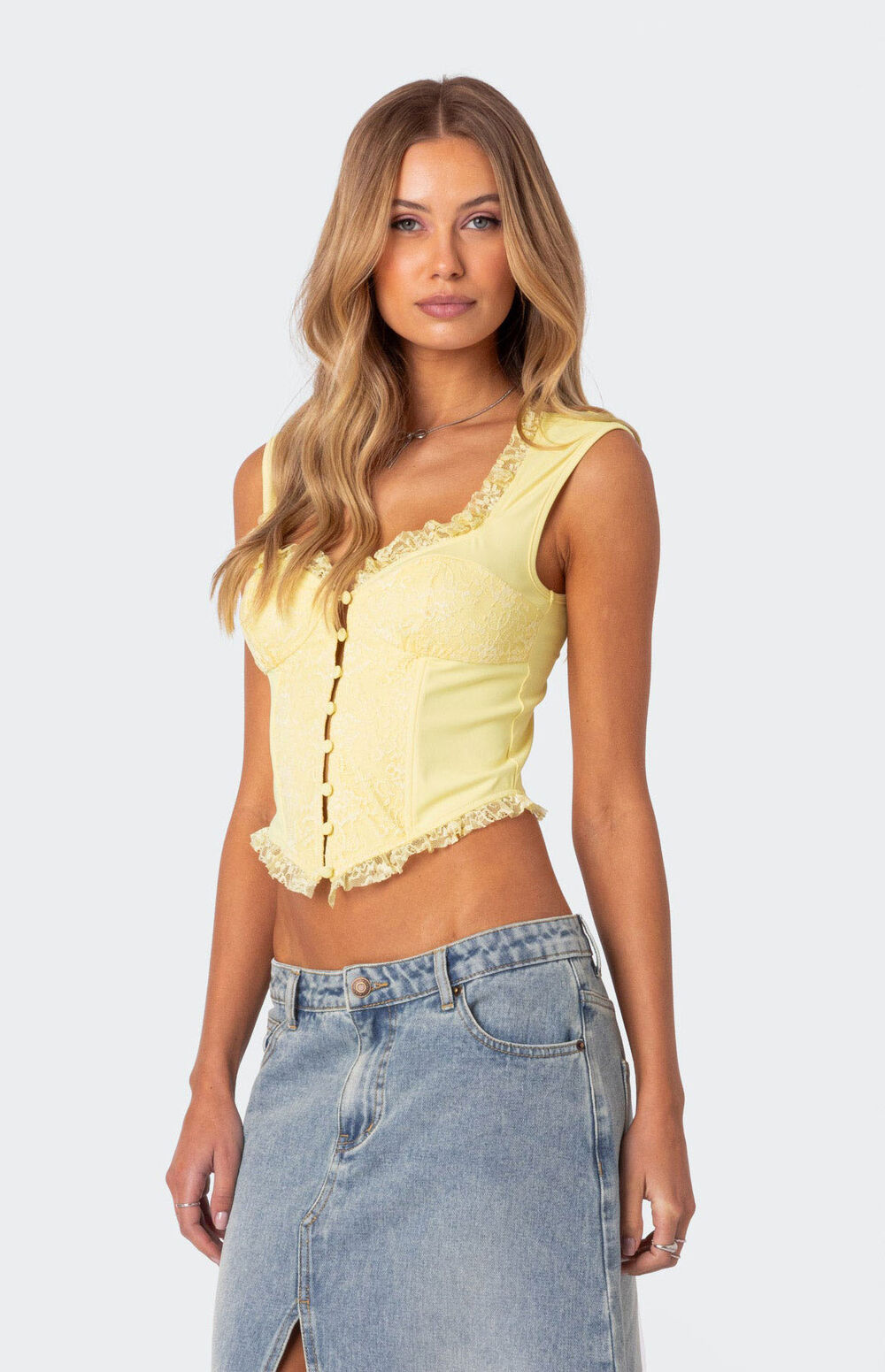 Edikted Button Front Lacey Corset | PacSun