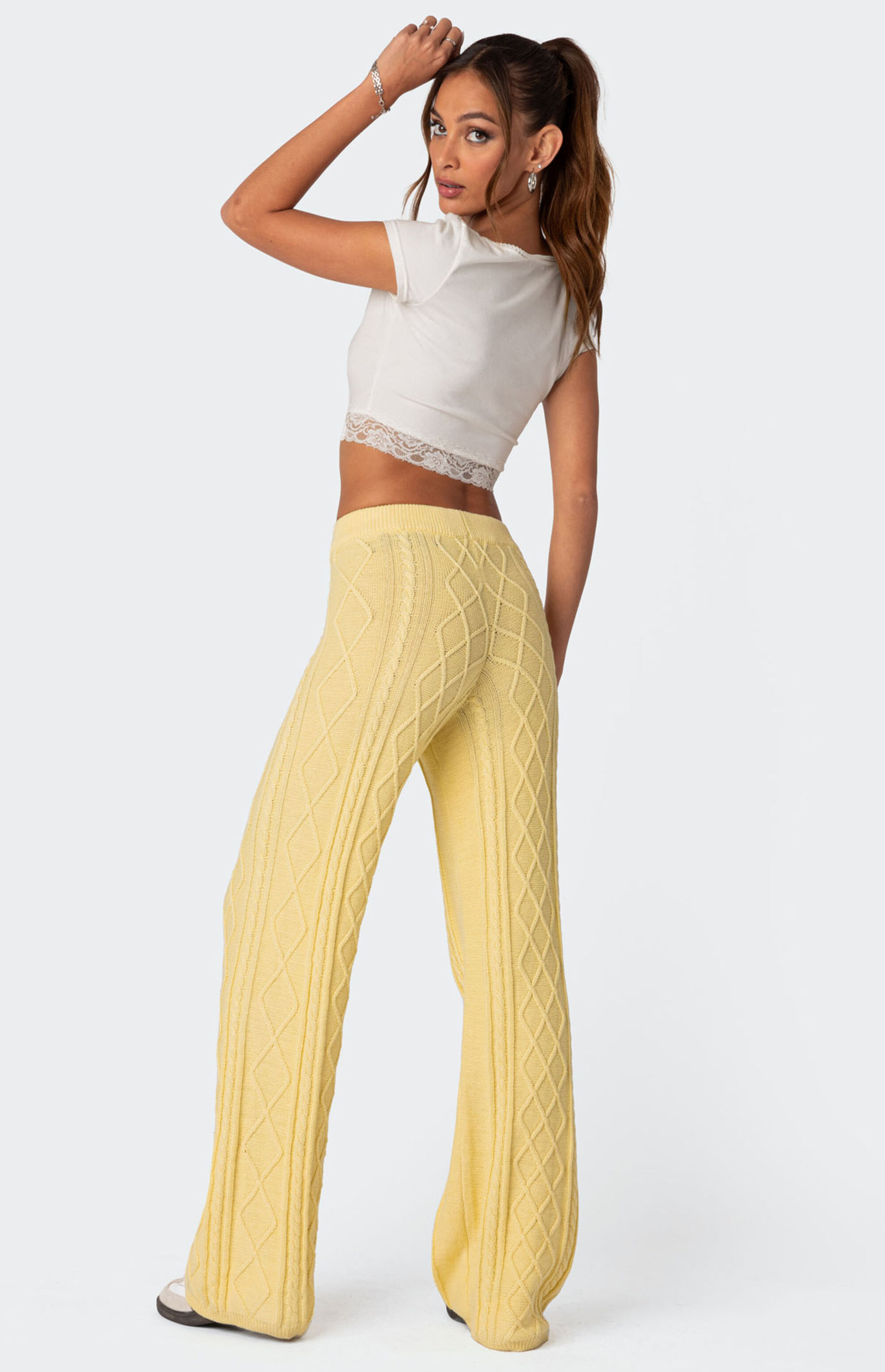 Edikted Kasey Cable Knit Pants | PacSun