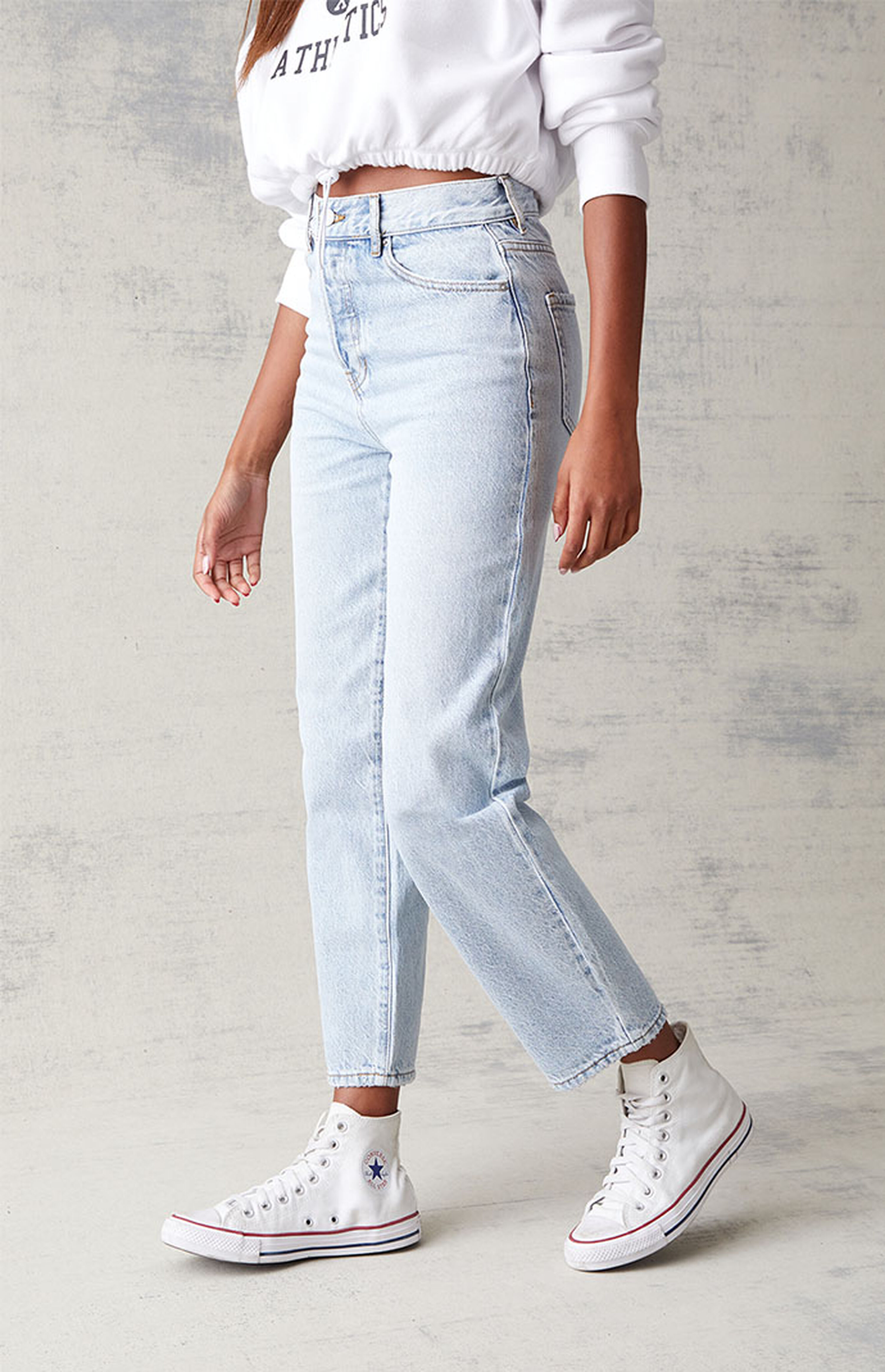 Pacsun Eco Light Blue High Waisted Straight Leg Jeans | Pacsun