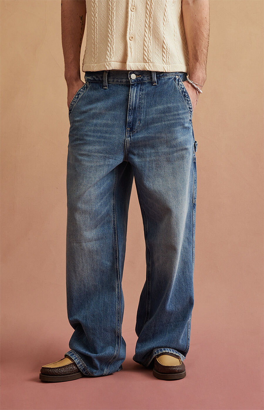 RARE DNM EDIT Dark Blue Carpenter Extreme Baggy Jeans | Pacsun