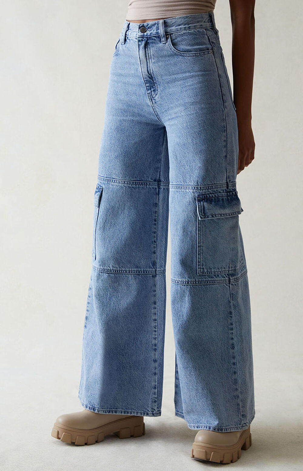Pacsun Light Indigo Extreme Wide Leg Cargo Jeans | Pacsun