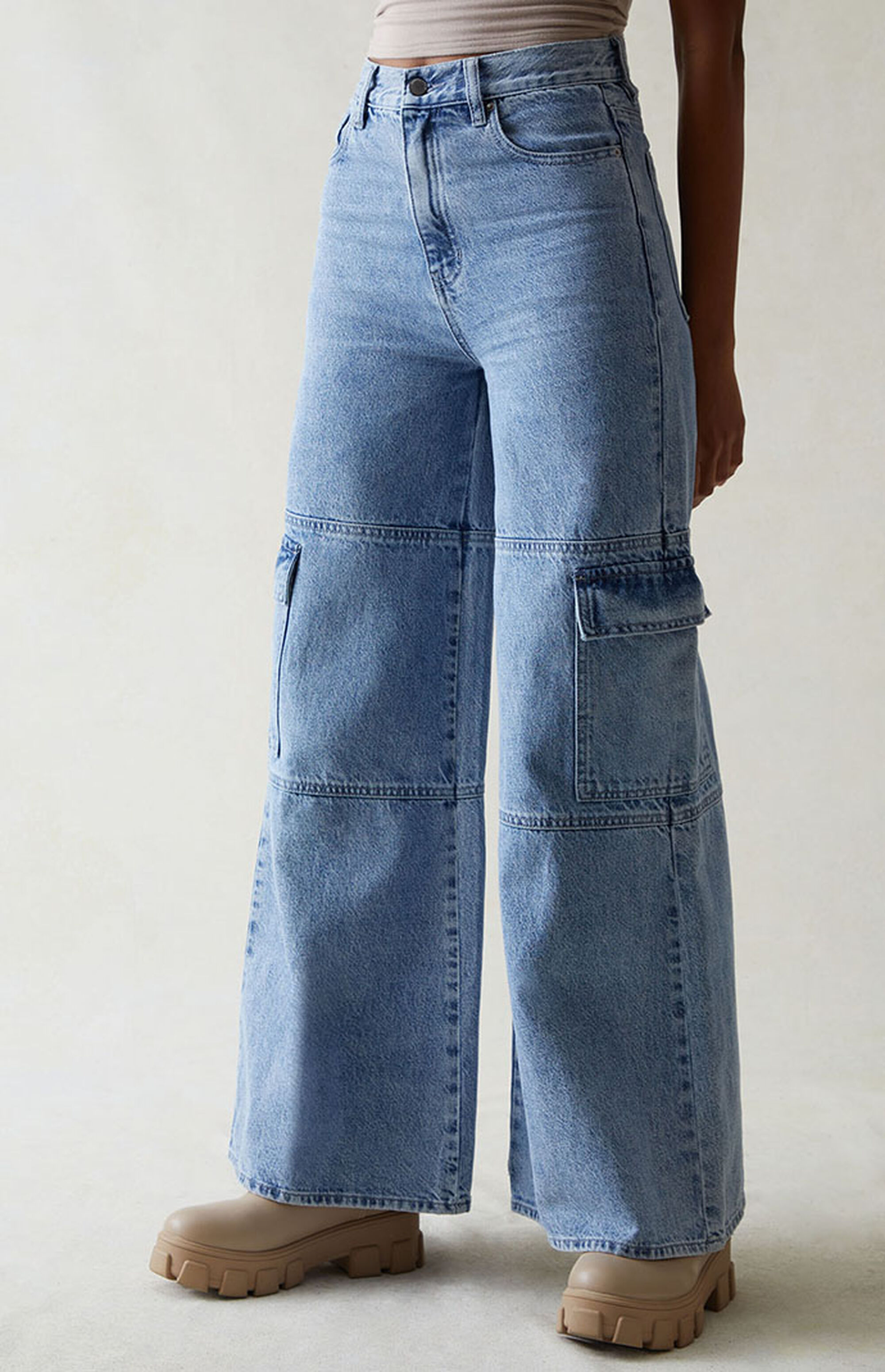 Pacsun Light Indigo Extreme Wide Leg Cargo Jeans | PacSun