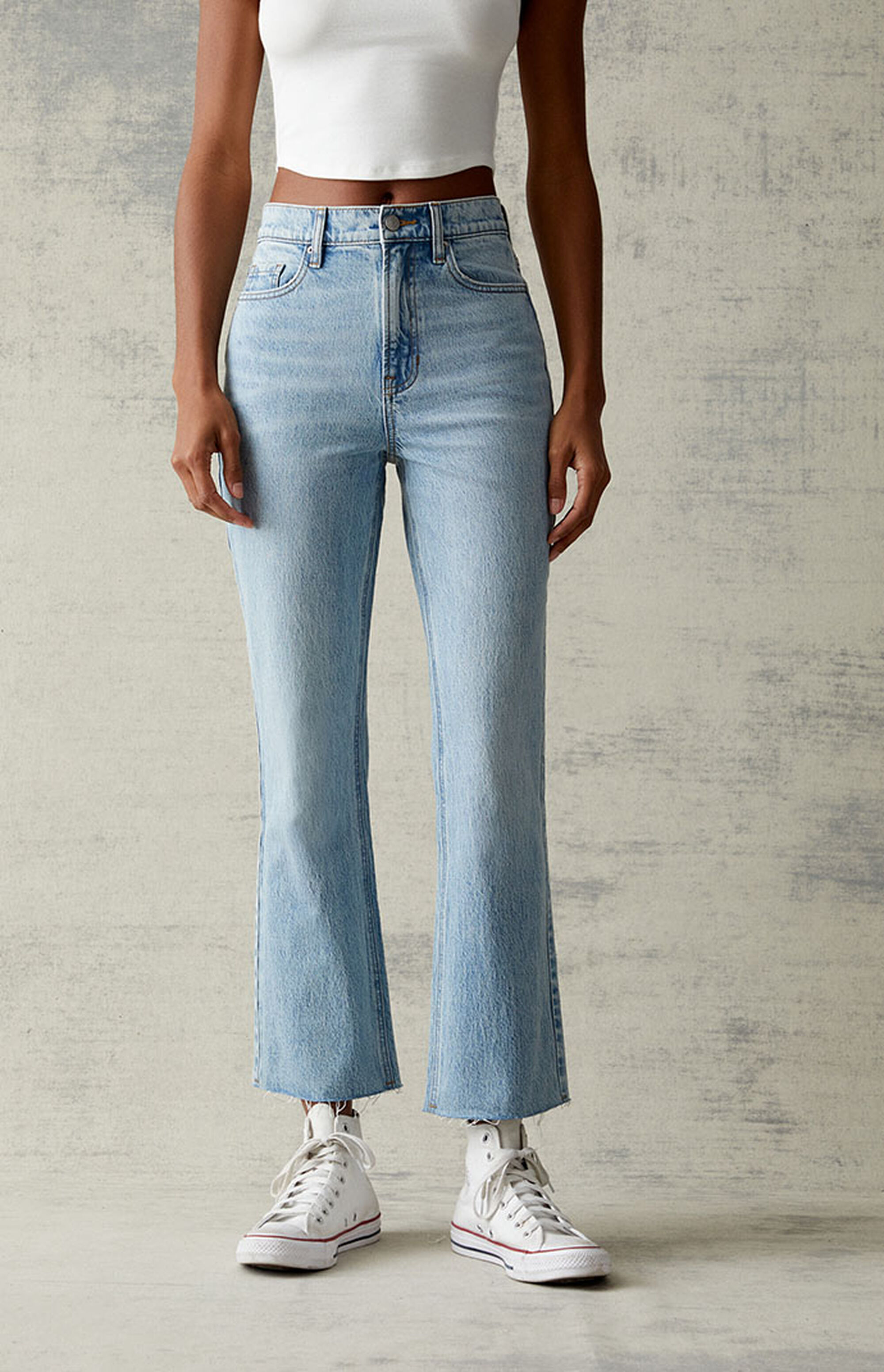 Pacsun Light Blue High Waisted Stretch Cropped Bootcut Jeans | PacSun
