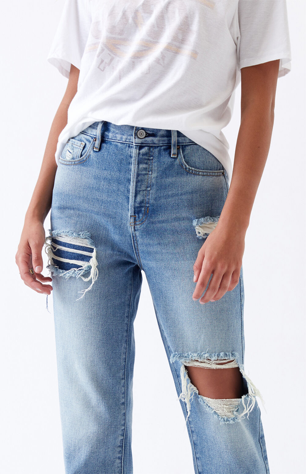 Pacsun Light Ripped High Rise Straight Leg Jeans | PacSun