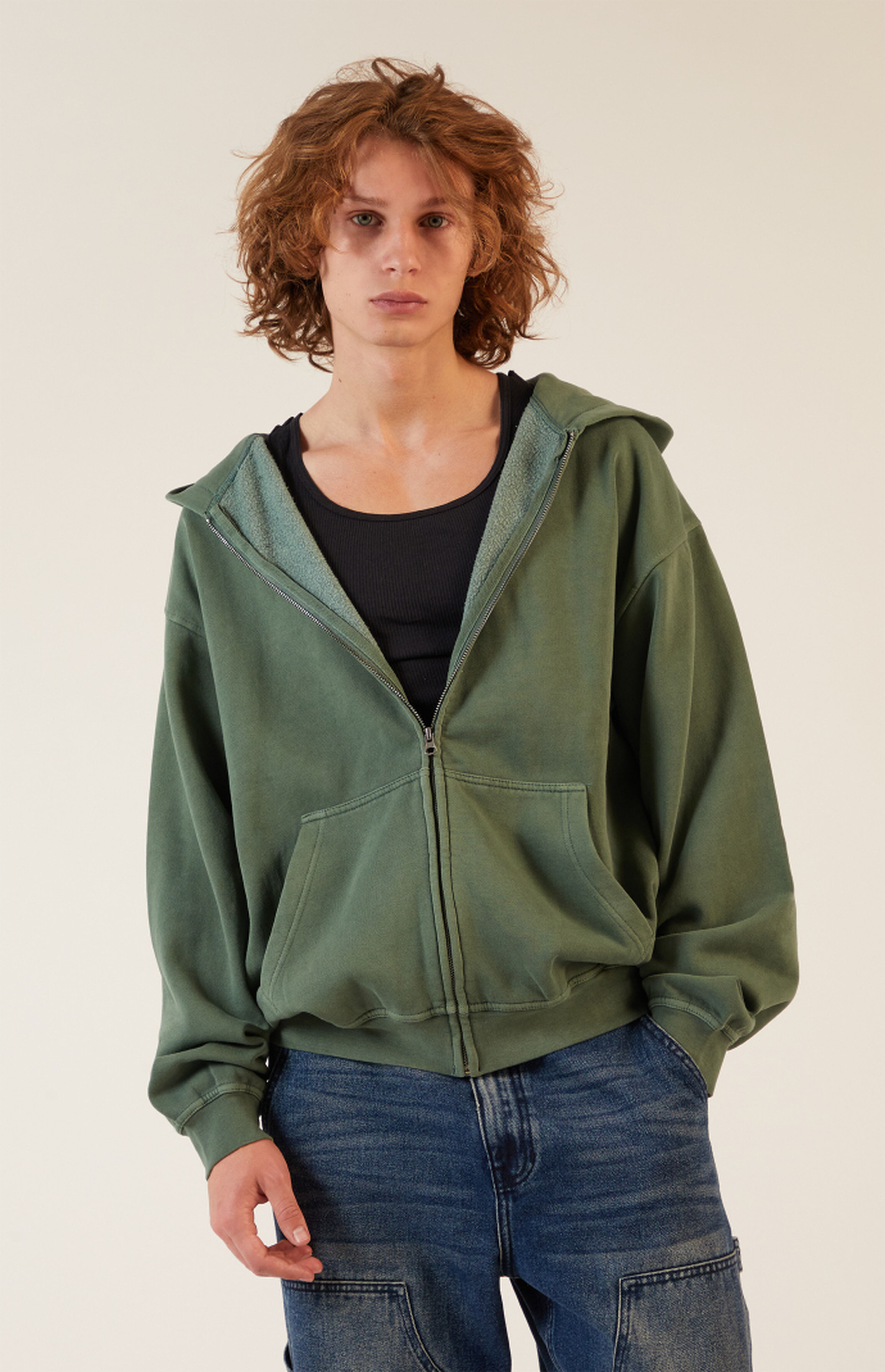Pacsun Green Vintage Wash Full Zip Hoodie | PacSun