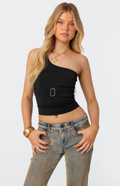 Edikted Belted One Shoulder Top | PacSun