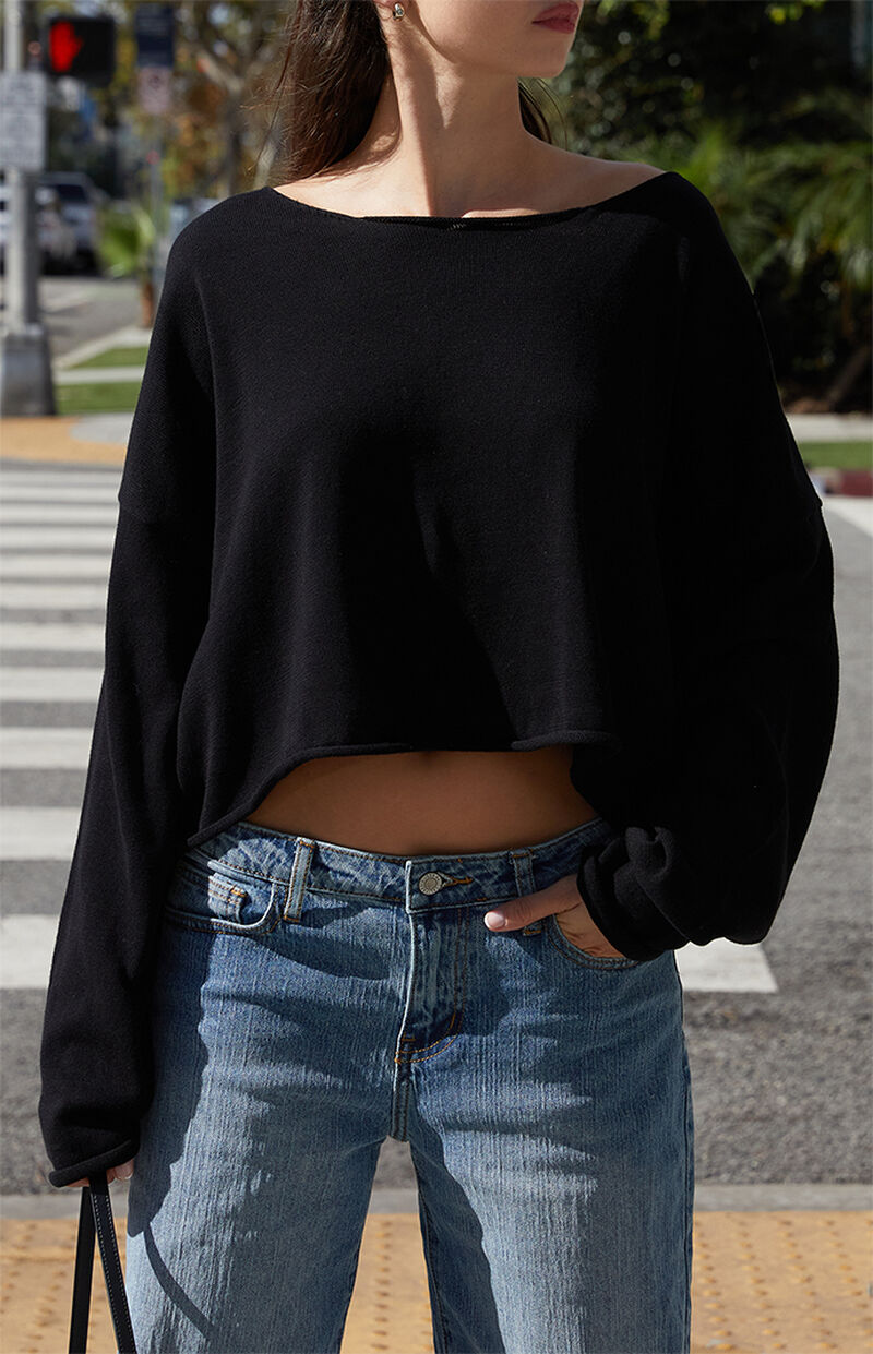 John Galt Black Wide Neck Sweater | PacSun