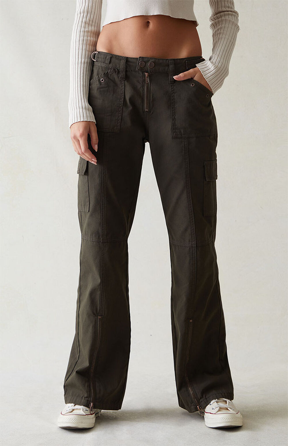 Pacsun Green Low Rise Cargo Flare Pants | PacSun
