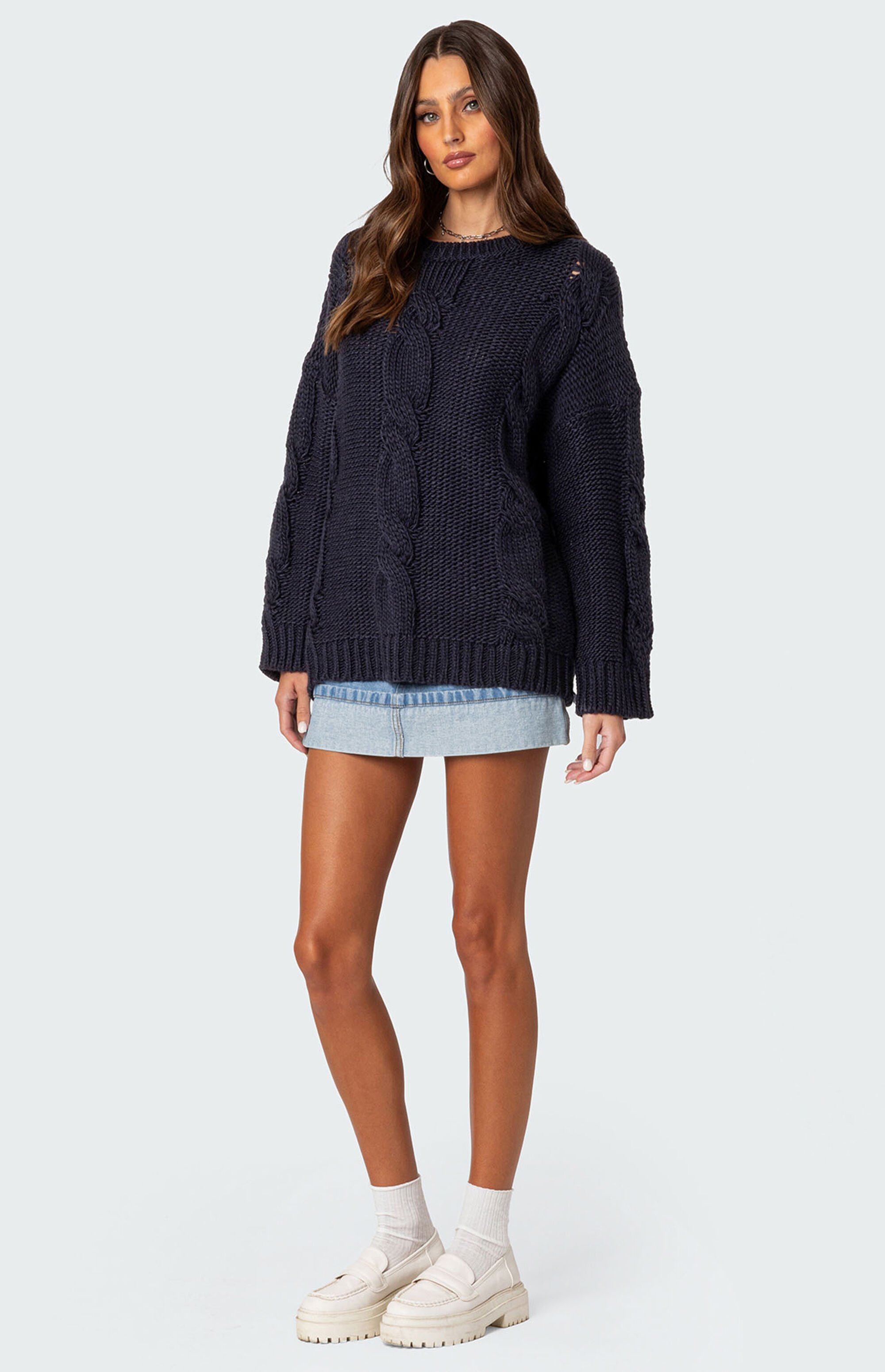 Edikted Alene Oversized Cable Knit Sweater | PacSun