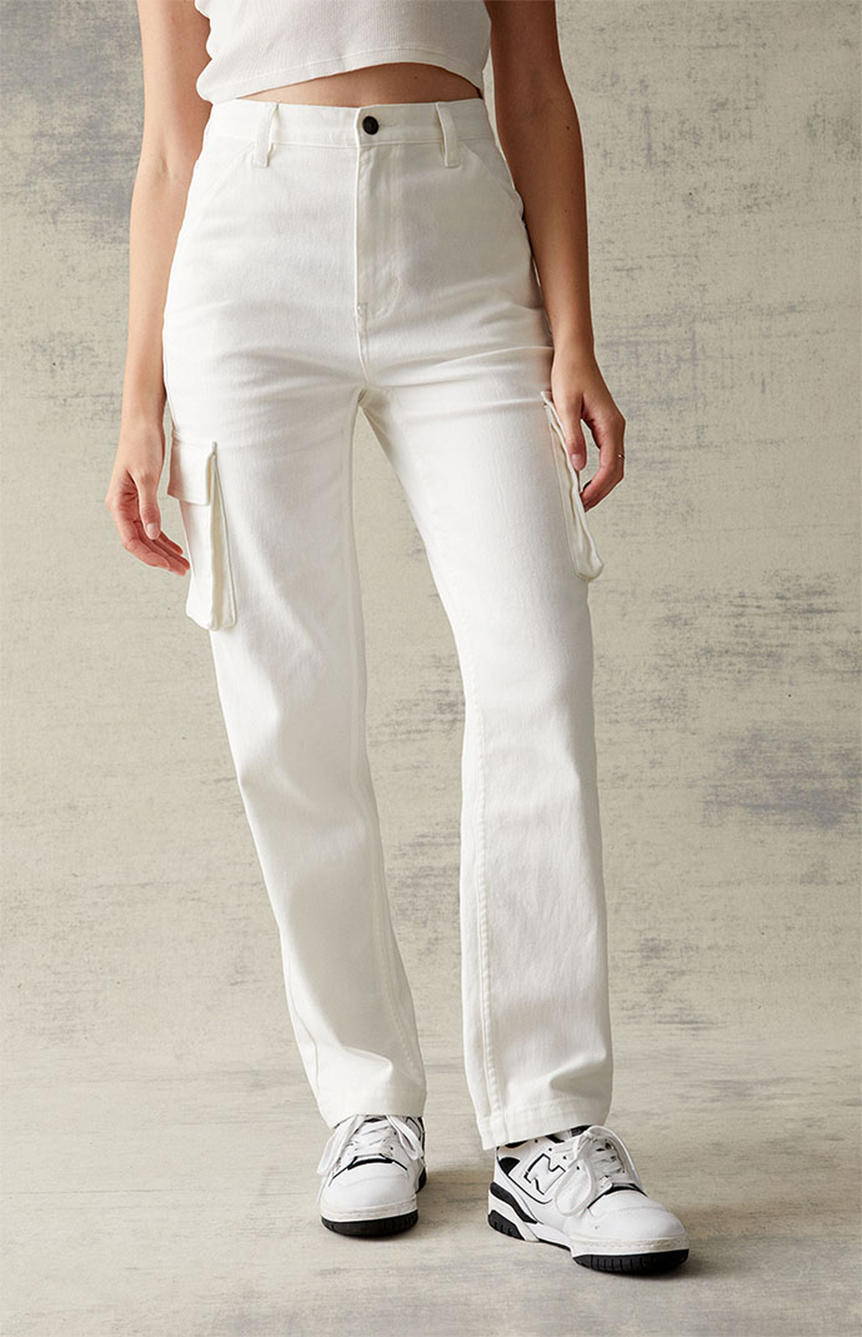 Pacsun White Cargo Dad Jeans | Pacsun