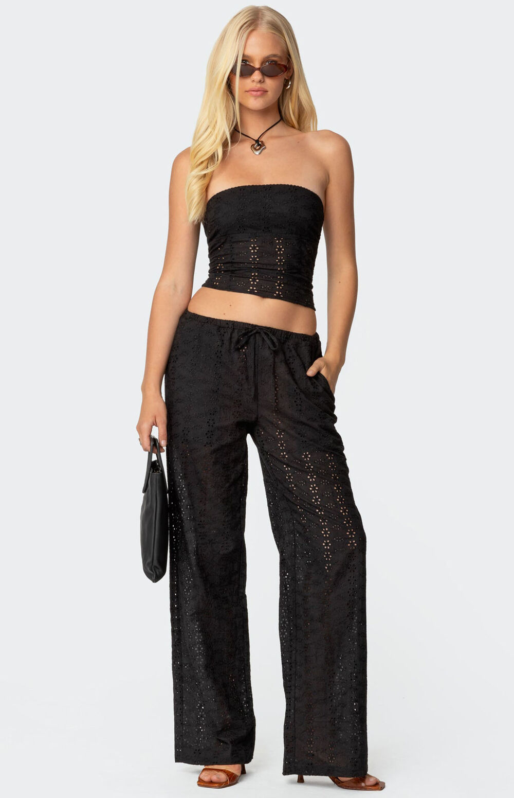 Edikted Lemon Lacey Cotton Pants | Pacsun