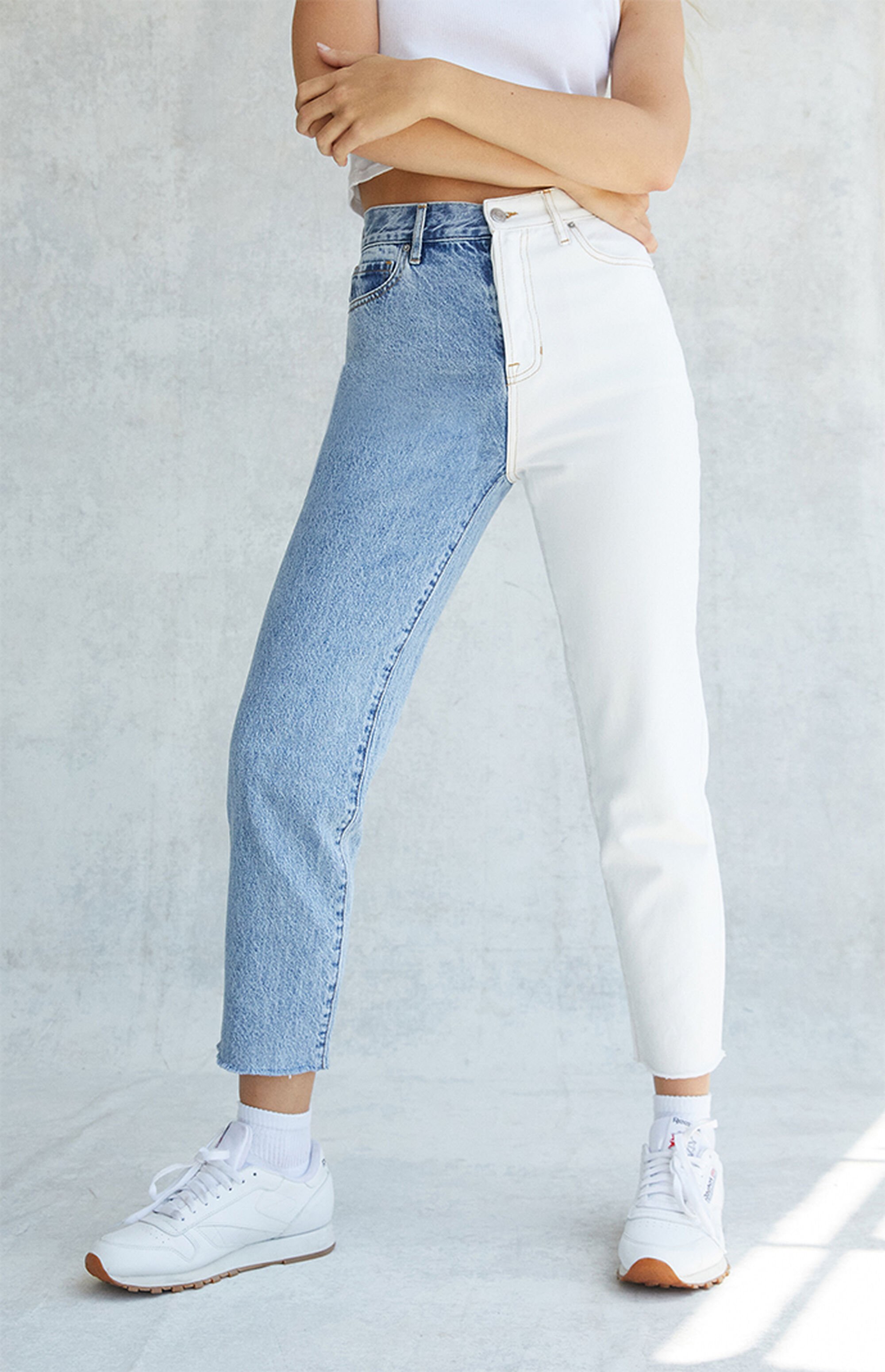 Pacsun Eco White Two-Tone High Waisted Straight Leg Jeans | PacSun