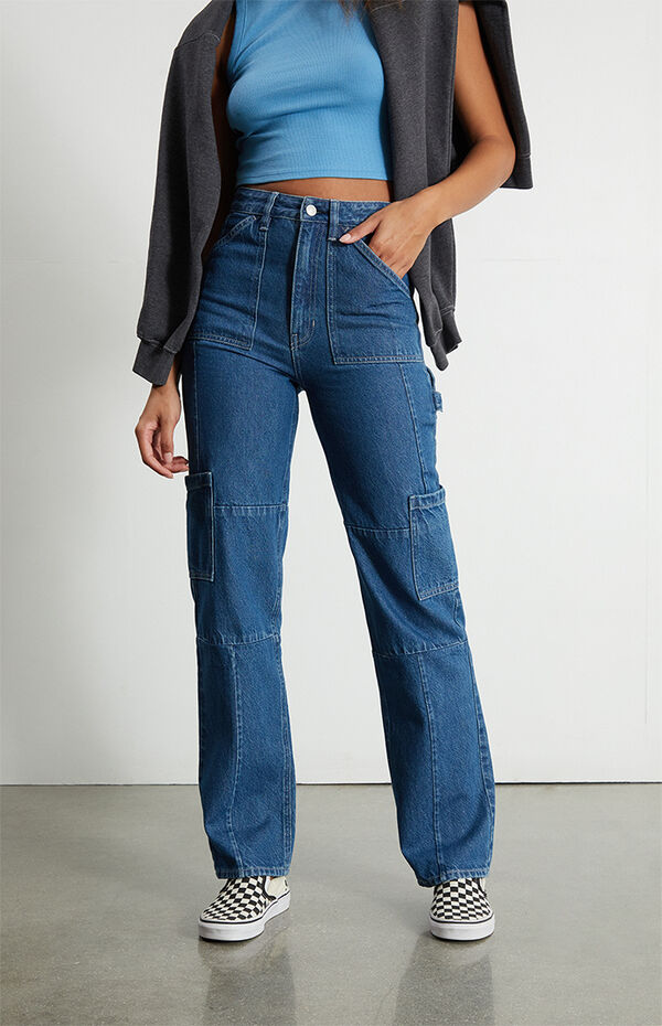 Pacsun Dark Blue Patch Pocket Carpenter Jeans | PacSun
