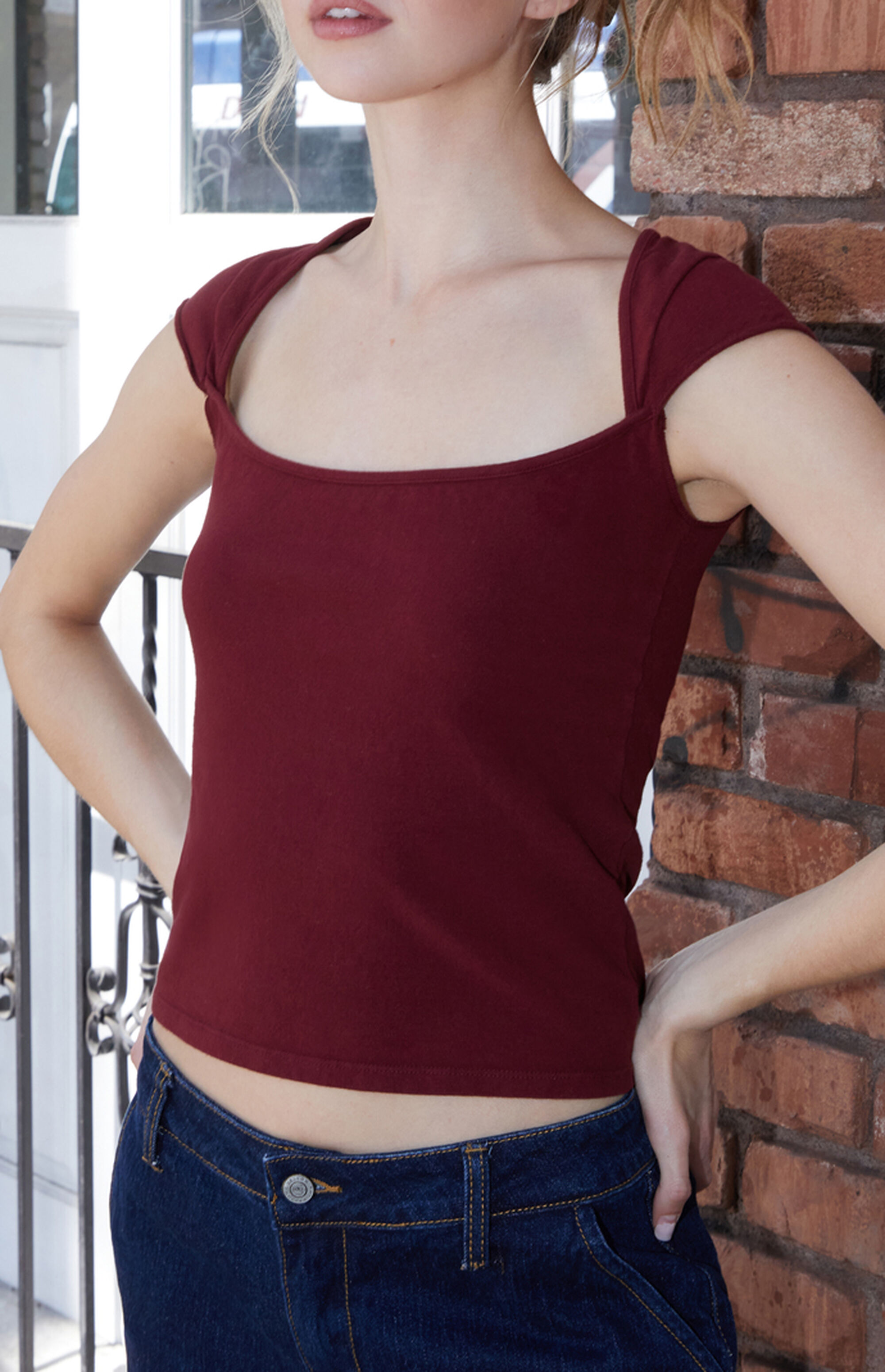 John Galt Burgundy Ella Top | PacSun