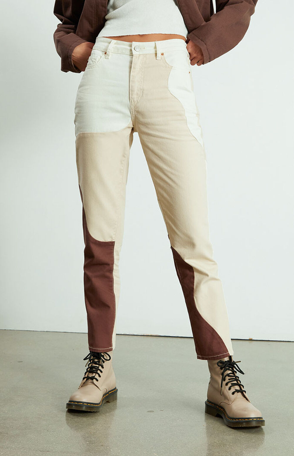 Pacsun Eco Tan & Brown Paneled Mom Jeans | PacSun