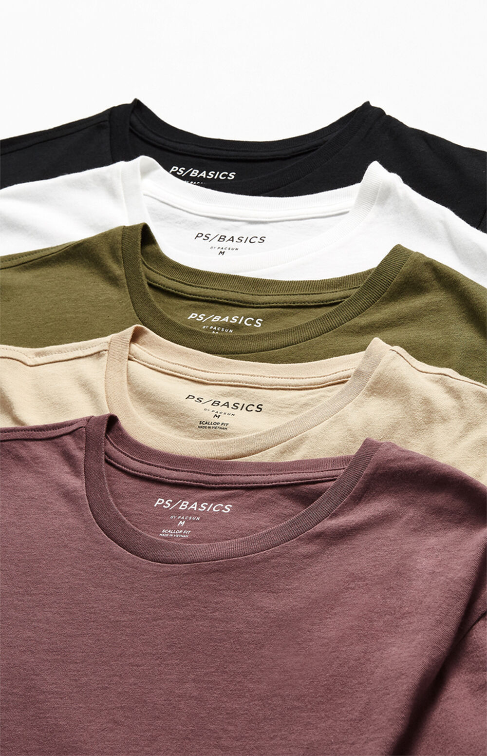 PS Basics Five-Pack Warden Scallop T-Shirts | PacSun