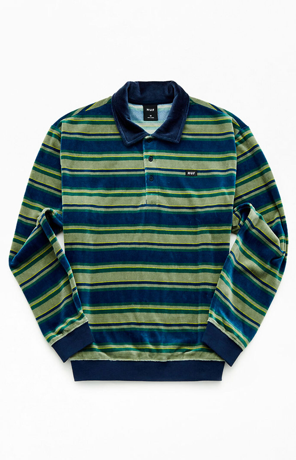 HUF Kramer Long Sleeve Velour Polo Shirt | PacSun