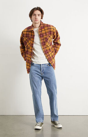 Pacsun Tan Wooly Plaid Textured Shacket | PacSun