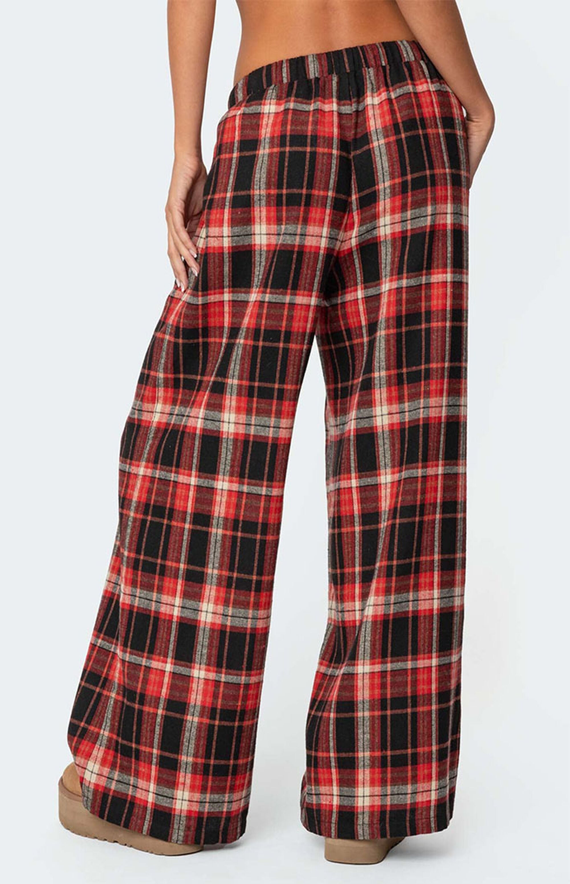 Edikted Lounge Around Plaid Wide Leg Pants | Pacsun