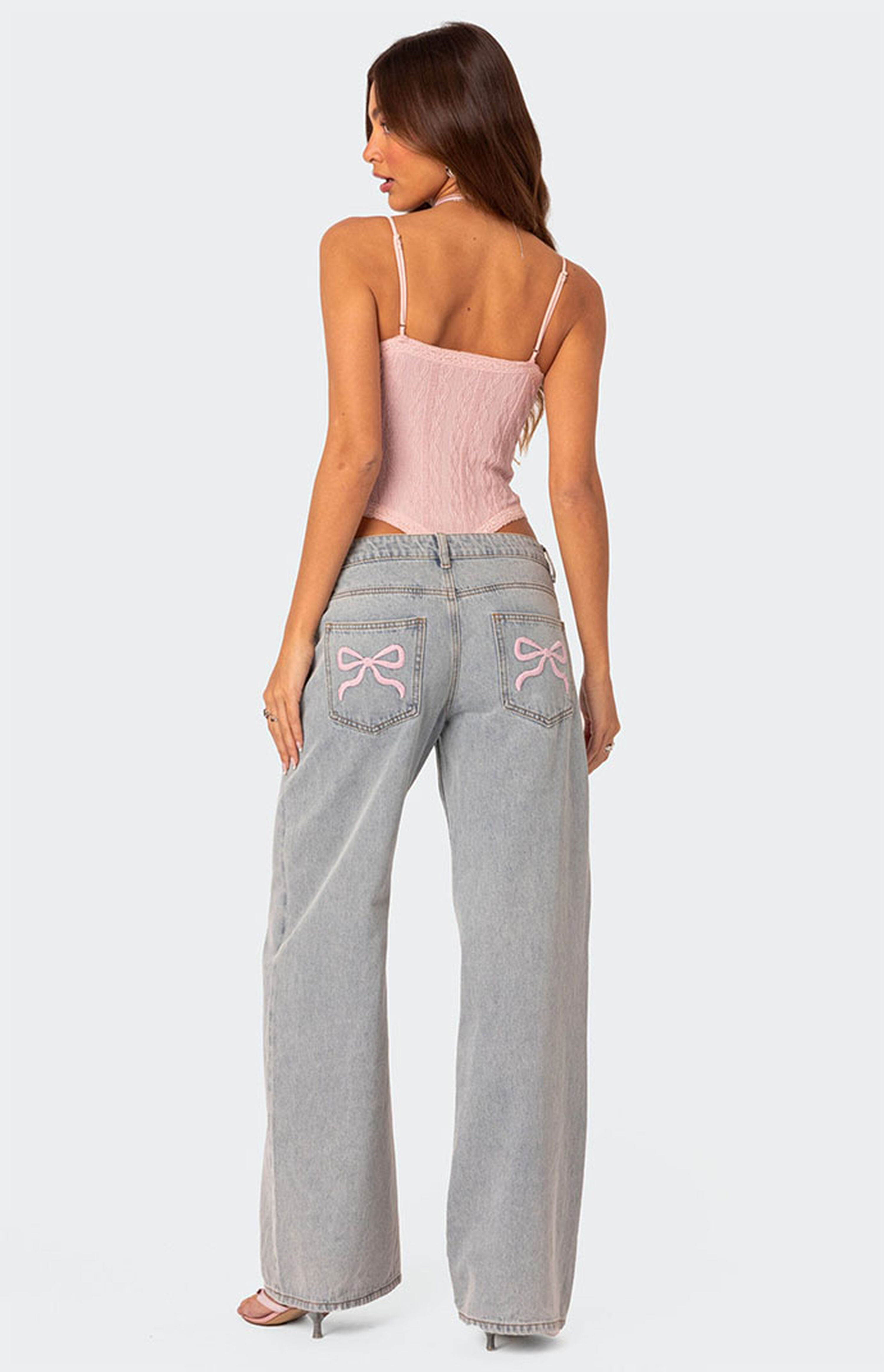 Edikted Bow Pocket Relaxed Jeans | PacSun