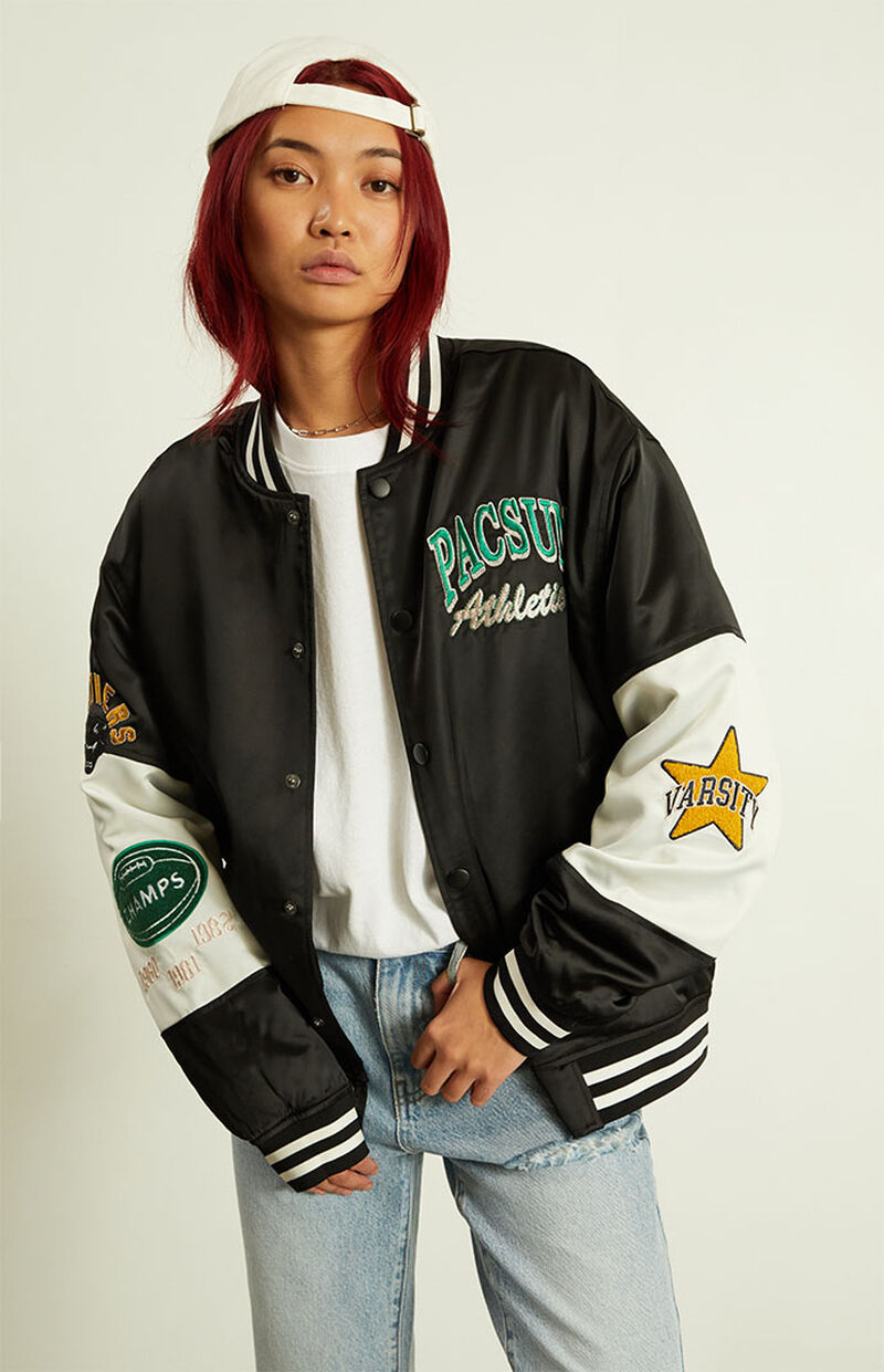PacSun Black Athletic Varsity Jacket | PacSun