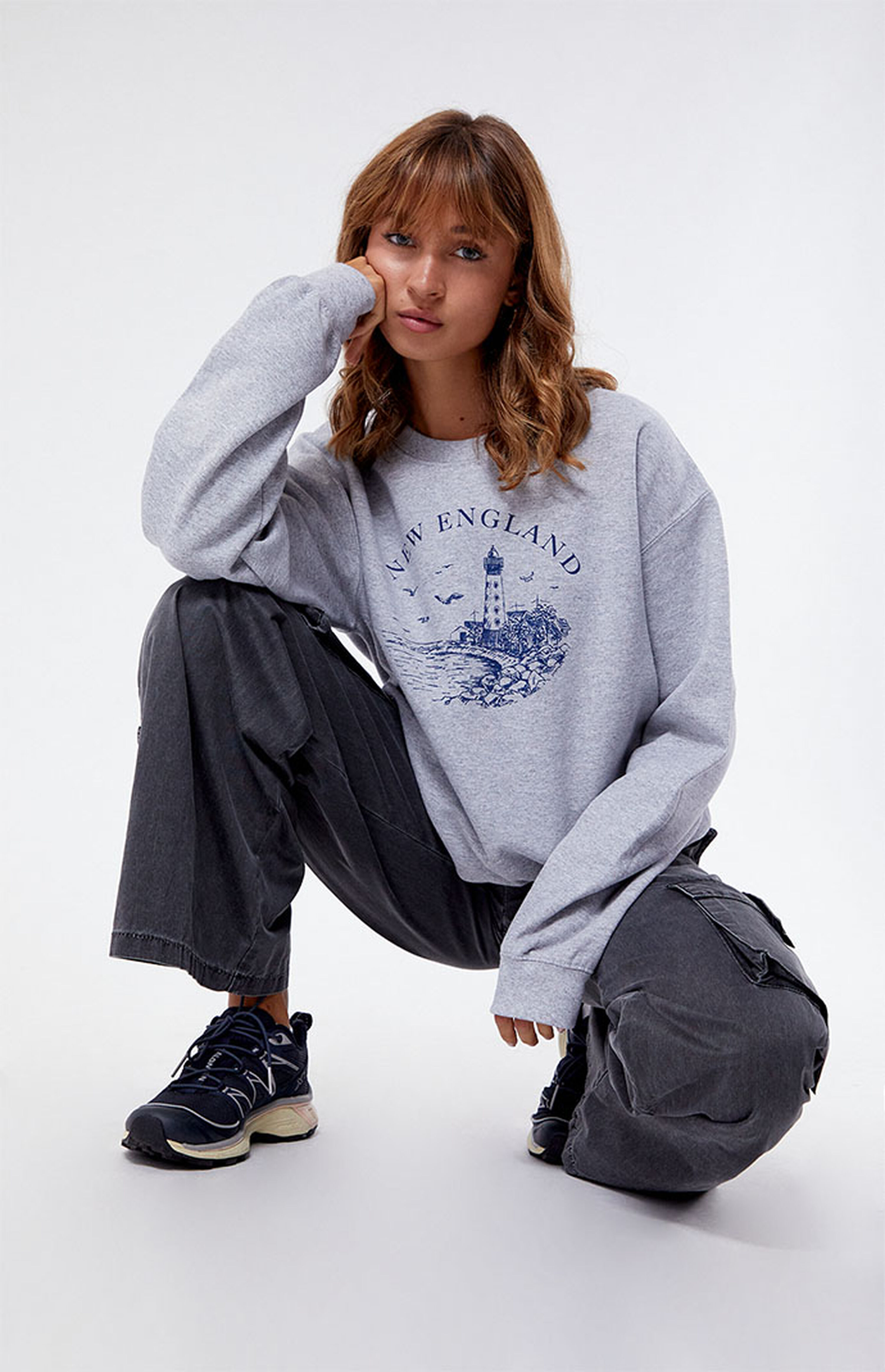 Golden Hour New England Lighthouse Crew Neck Sweatshirt | PacSun