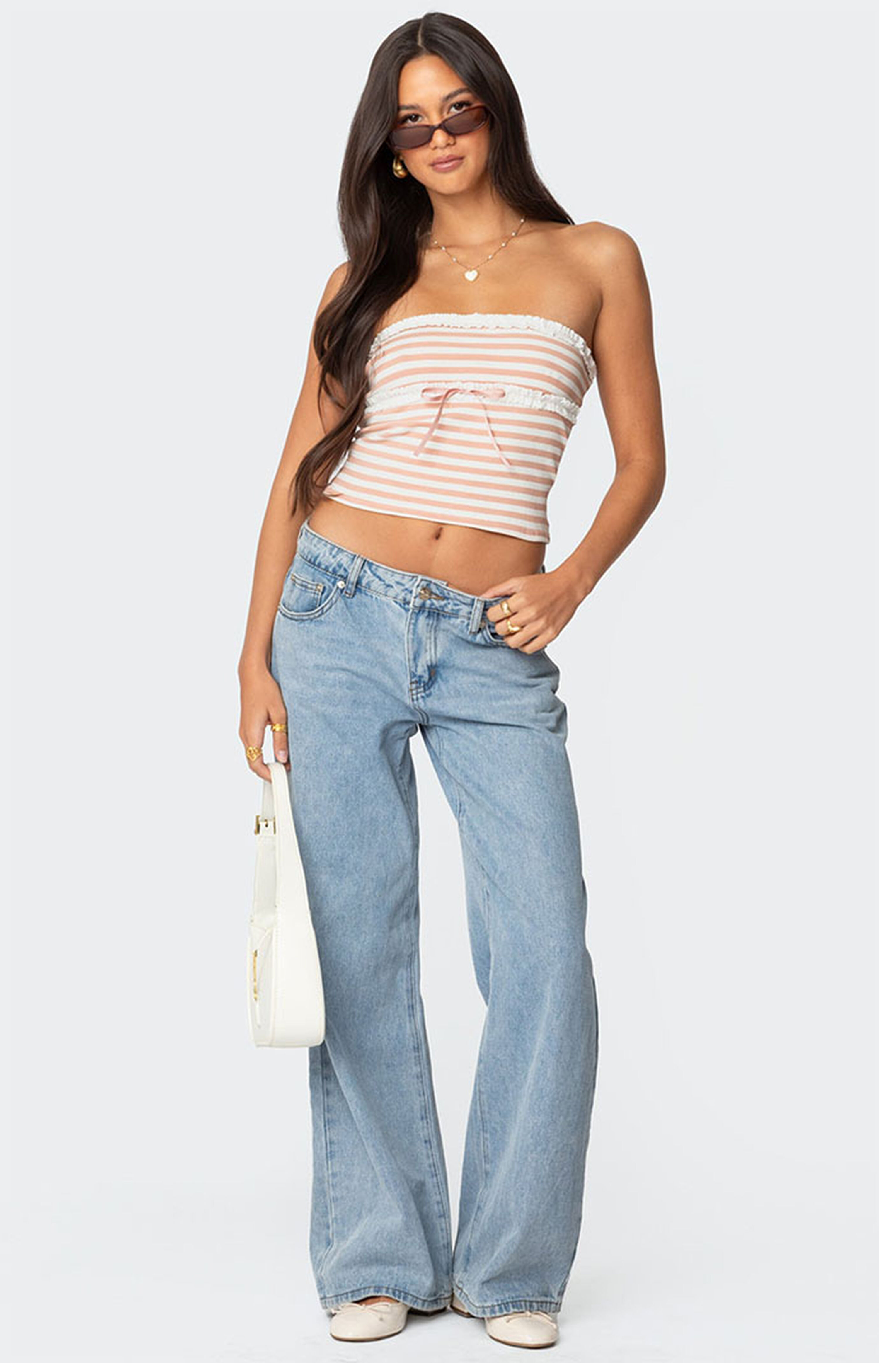 Edikted Striped Eyelet Trim Tube Top | Pacsun