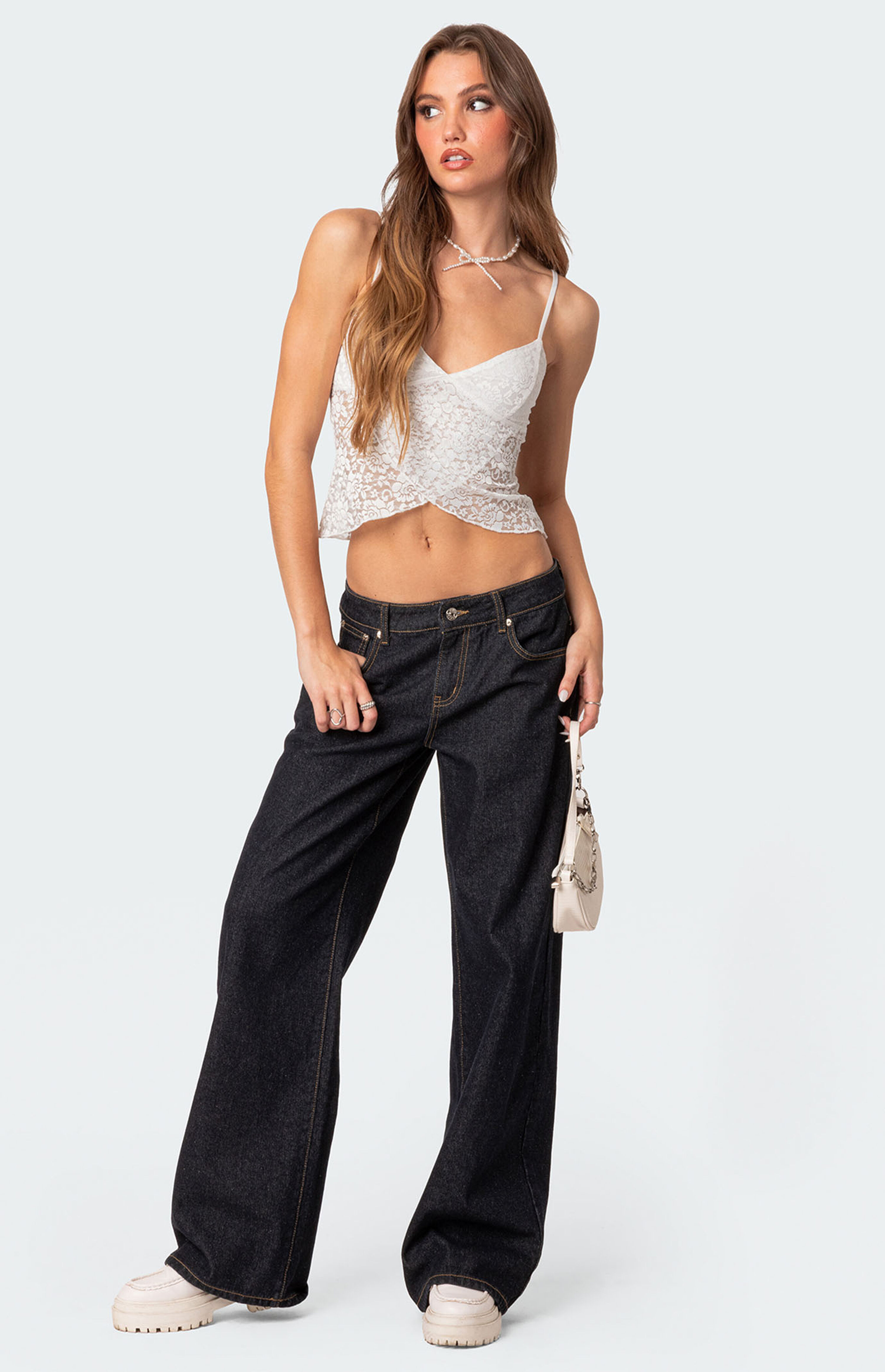 Edikted Ruby Sheer Lace Tank Top Pacsun