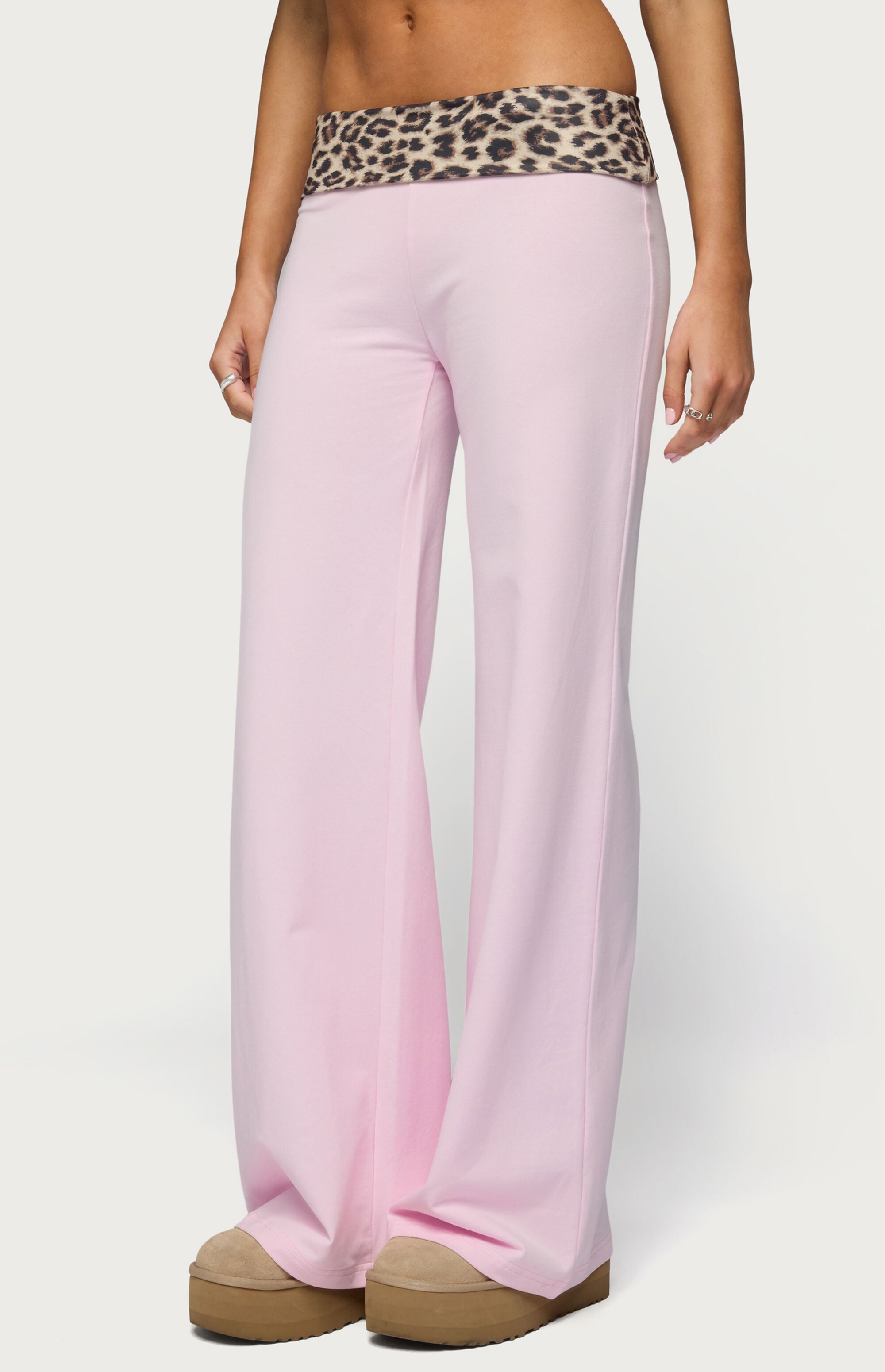 Edikted Leopard Fold Over Pants | Pacsun