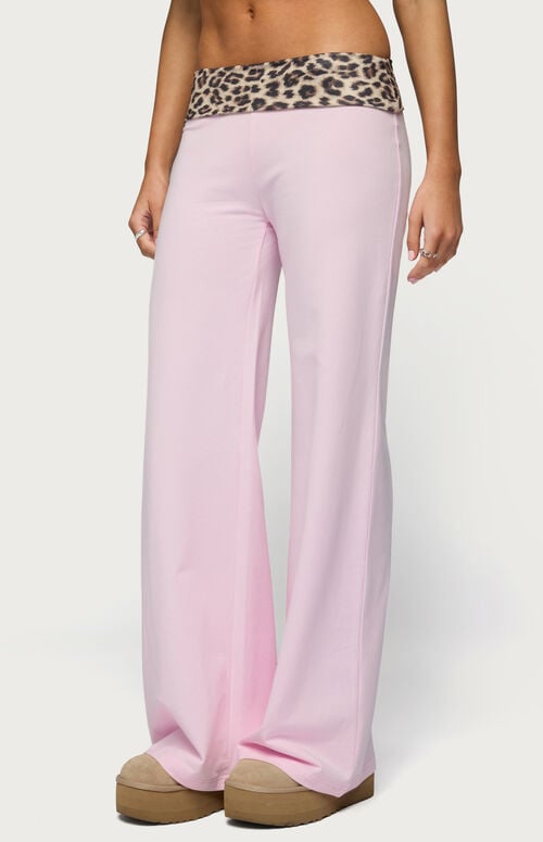 Edikted Leopard Fold Over Pants | Pacsun