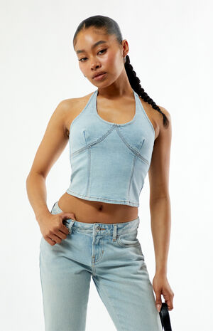 Pacsun Ella Denim Halter Top | PacSun