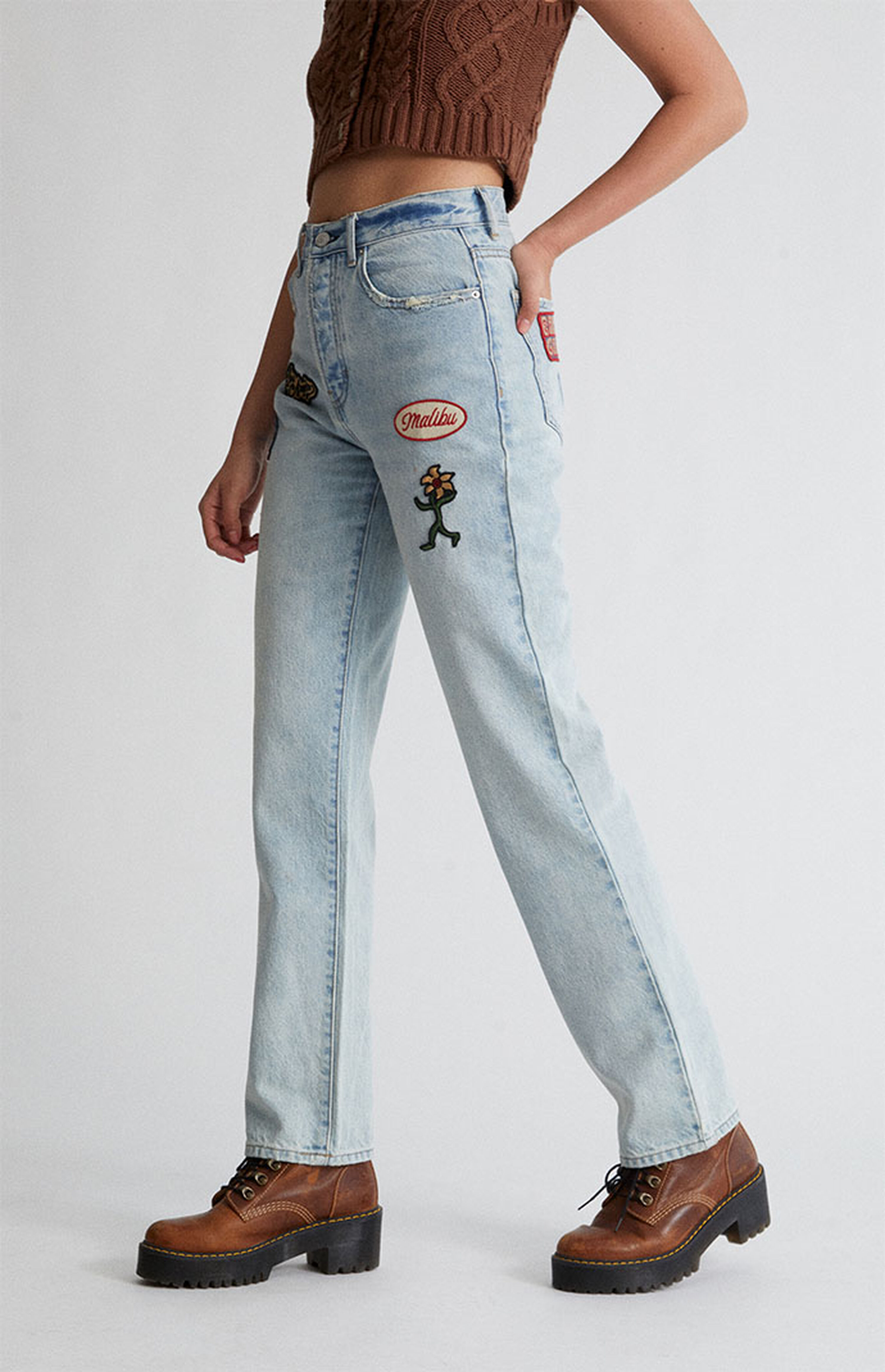 Pacsun Patches Light Blue Dad Jeans | Pacsun