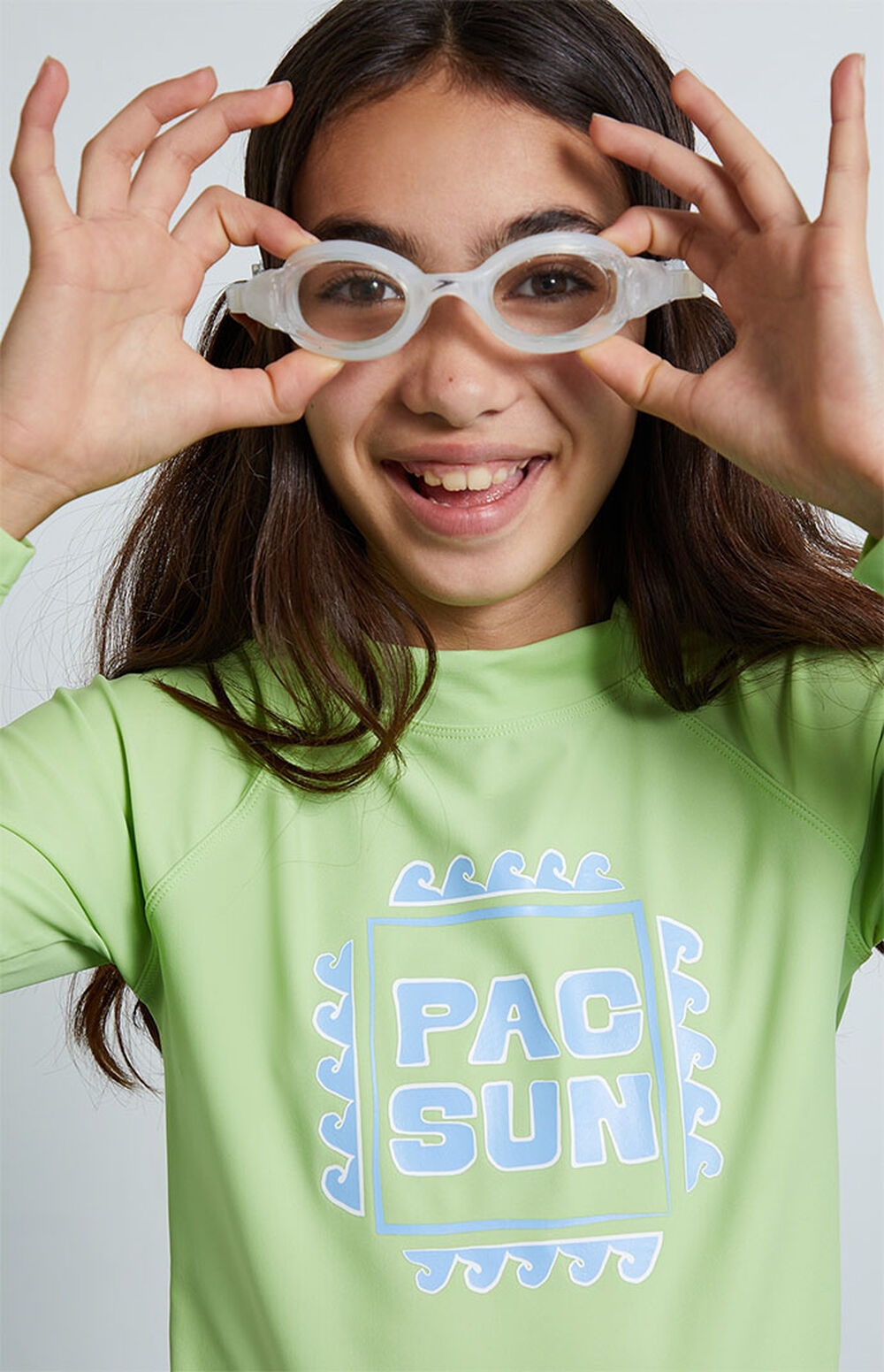 Pacsun Kids Green Wave Long Sleeve Rashguard | PacSun