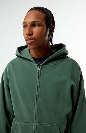 solid green zip up hoodie