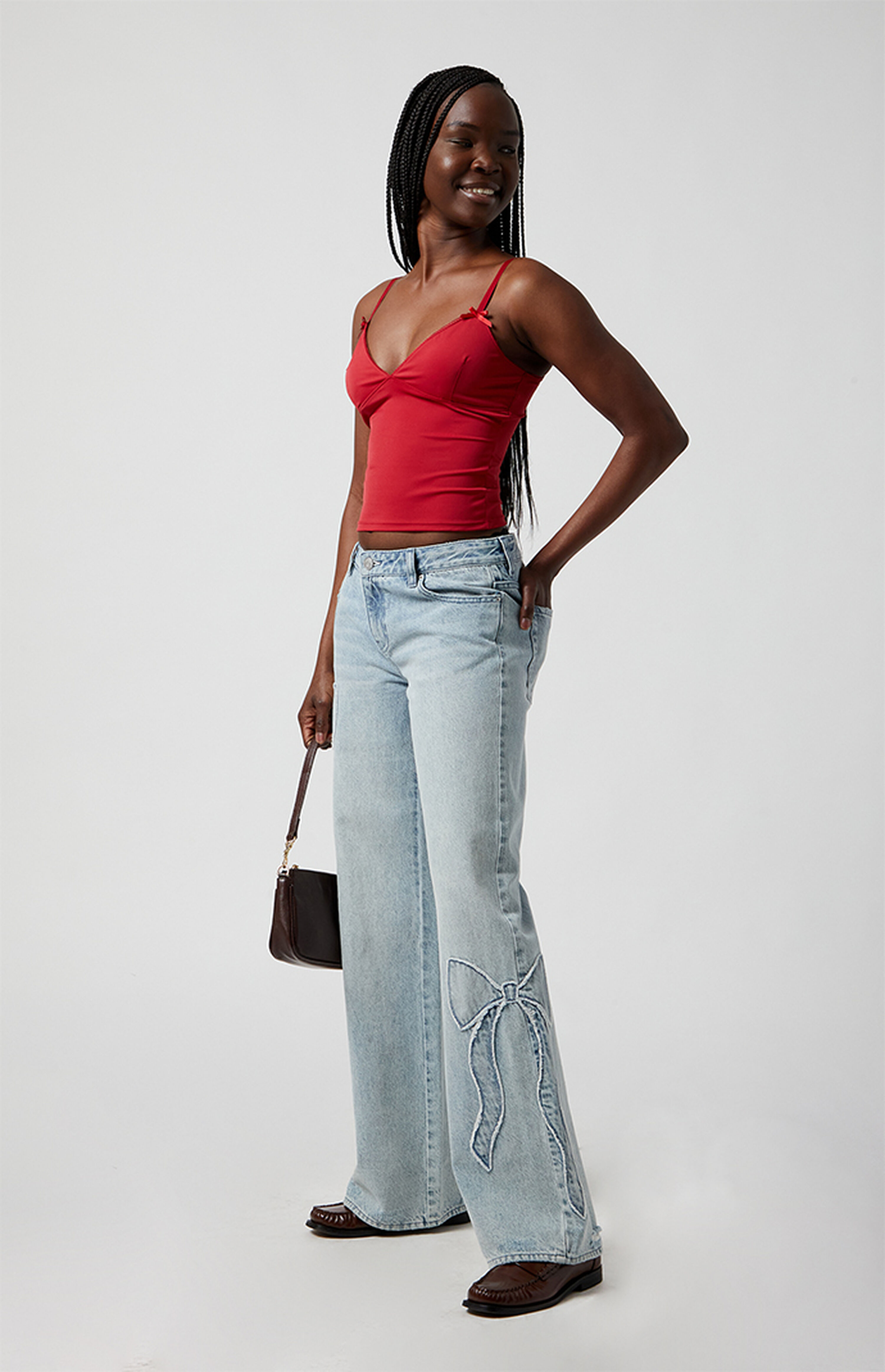 Pacsun Casey Low Rise Baggy Jeans Bow Light Indigo | Pacsun
