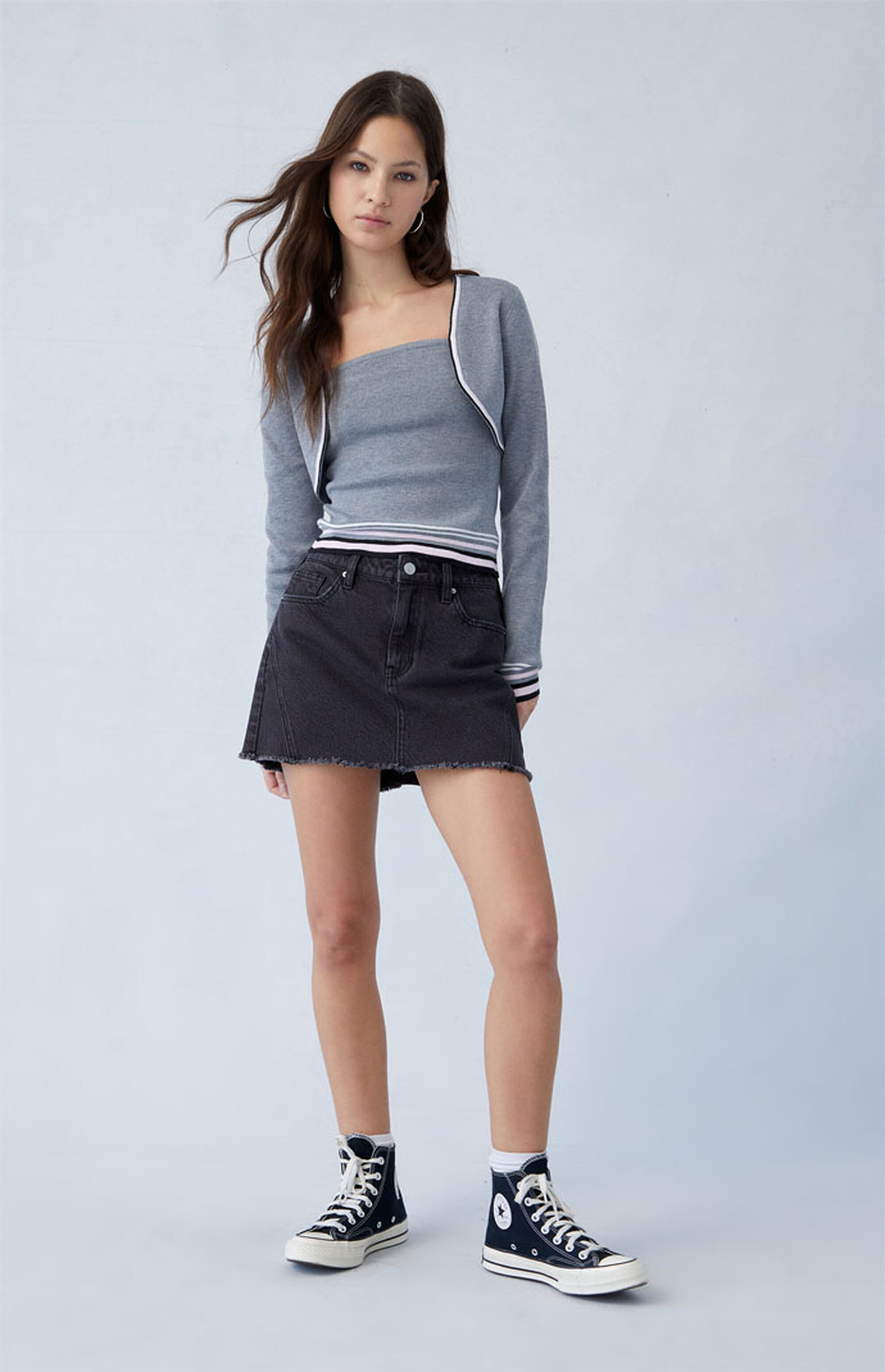 Pacsun Eco Black Mid Rise Denim Mini Skirt | Pacsun