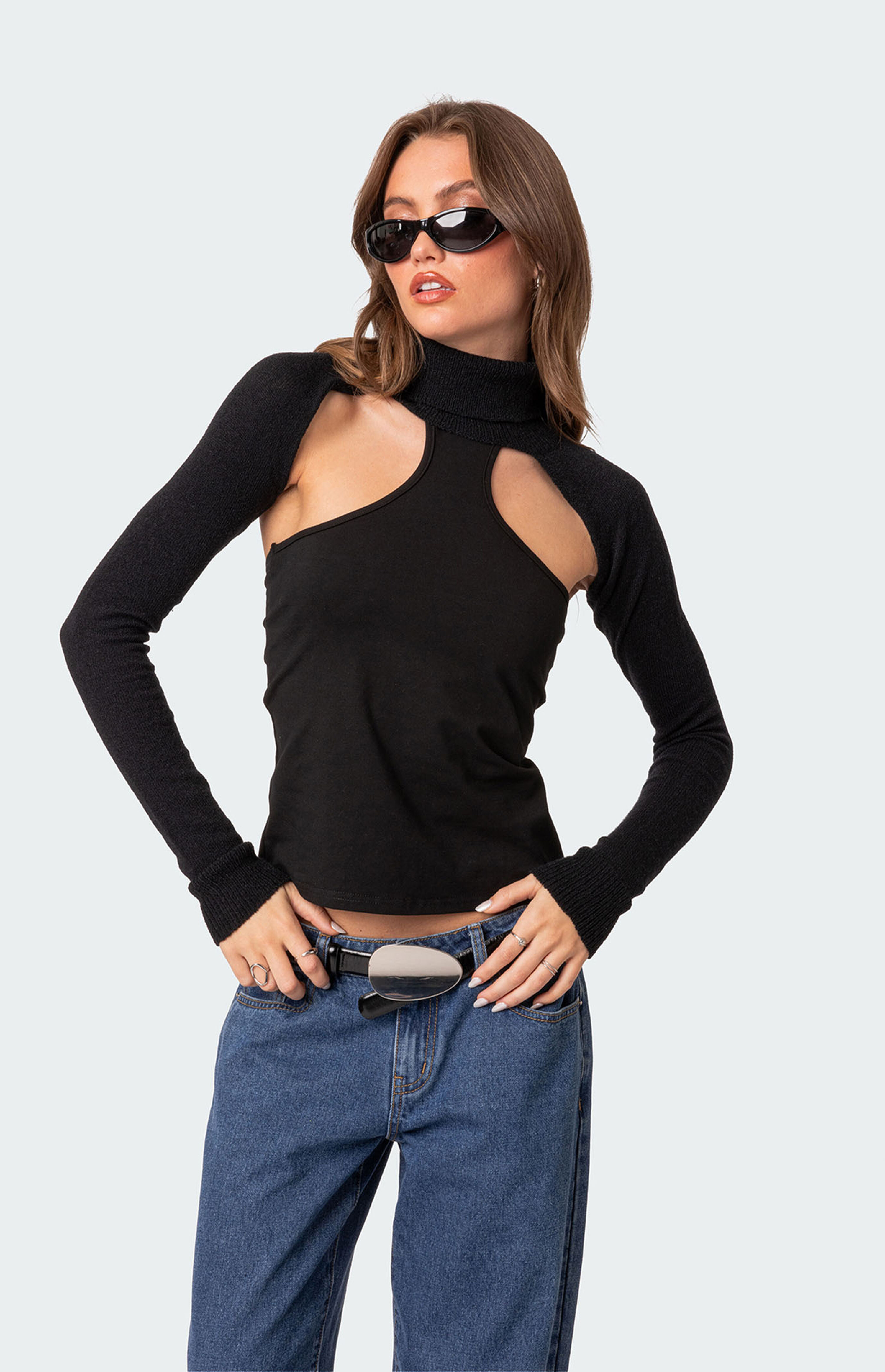 Edikted Turtle Neck Shrug Sweater | Pacsun