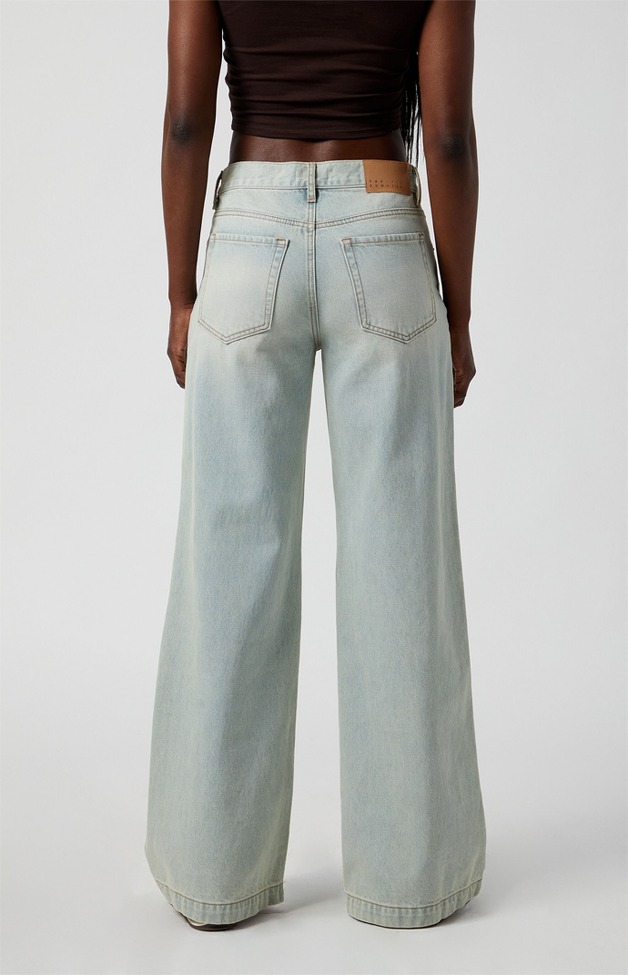 Pacsun Lena Low Rise Super Baggy Jeans Light Indigo Acid Wash | PacSun