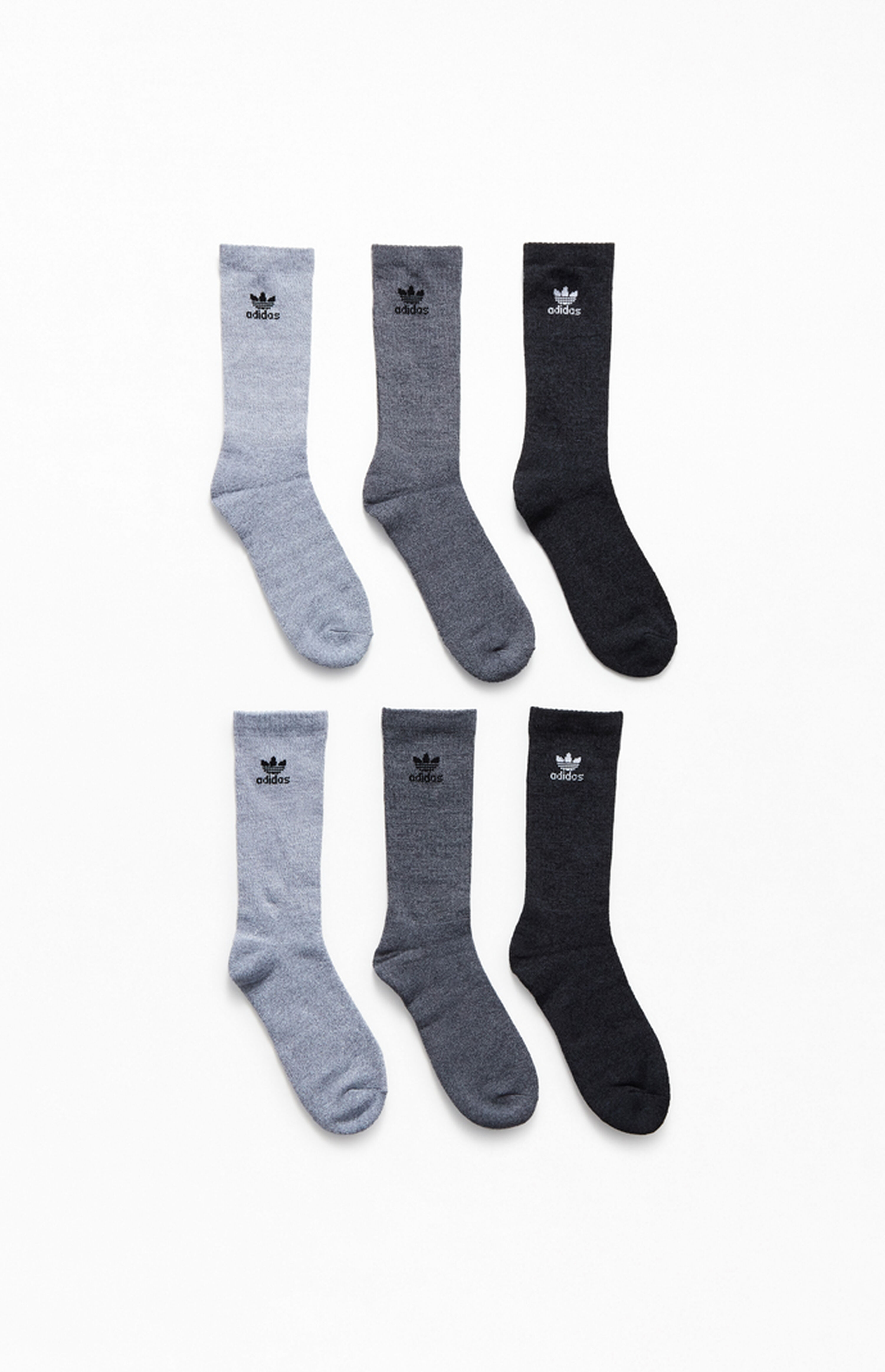 adidas Gray & Black Six-Pack Trefoil Crew Socks | PacSun