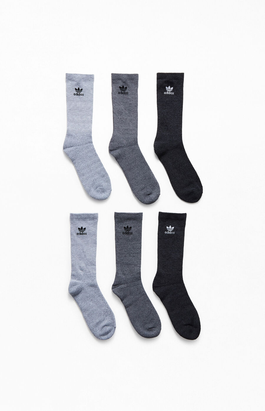 adidas Gray & Black Six-Pack Trefoil Crew Socks | PacSun