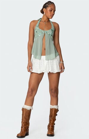 Edikted Sequin Chiffon Split Front Top | PacSun