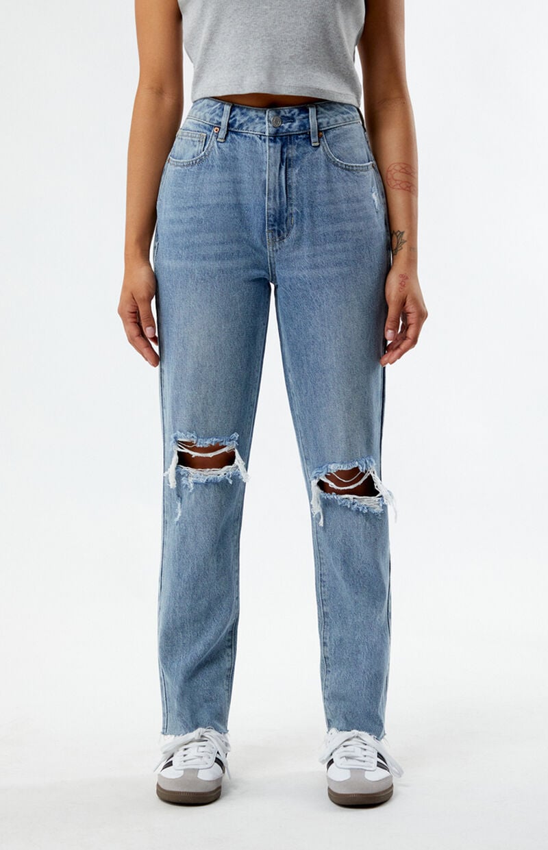 Pacsun Eco Medium Indigo Ripped Mom Jeans | PacSun