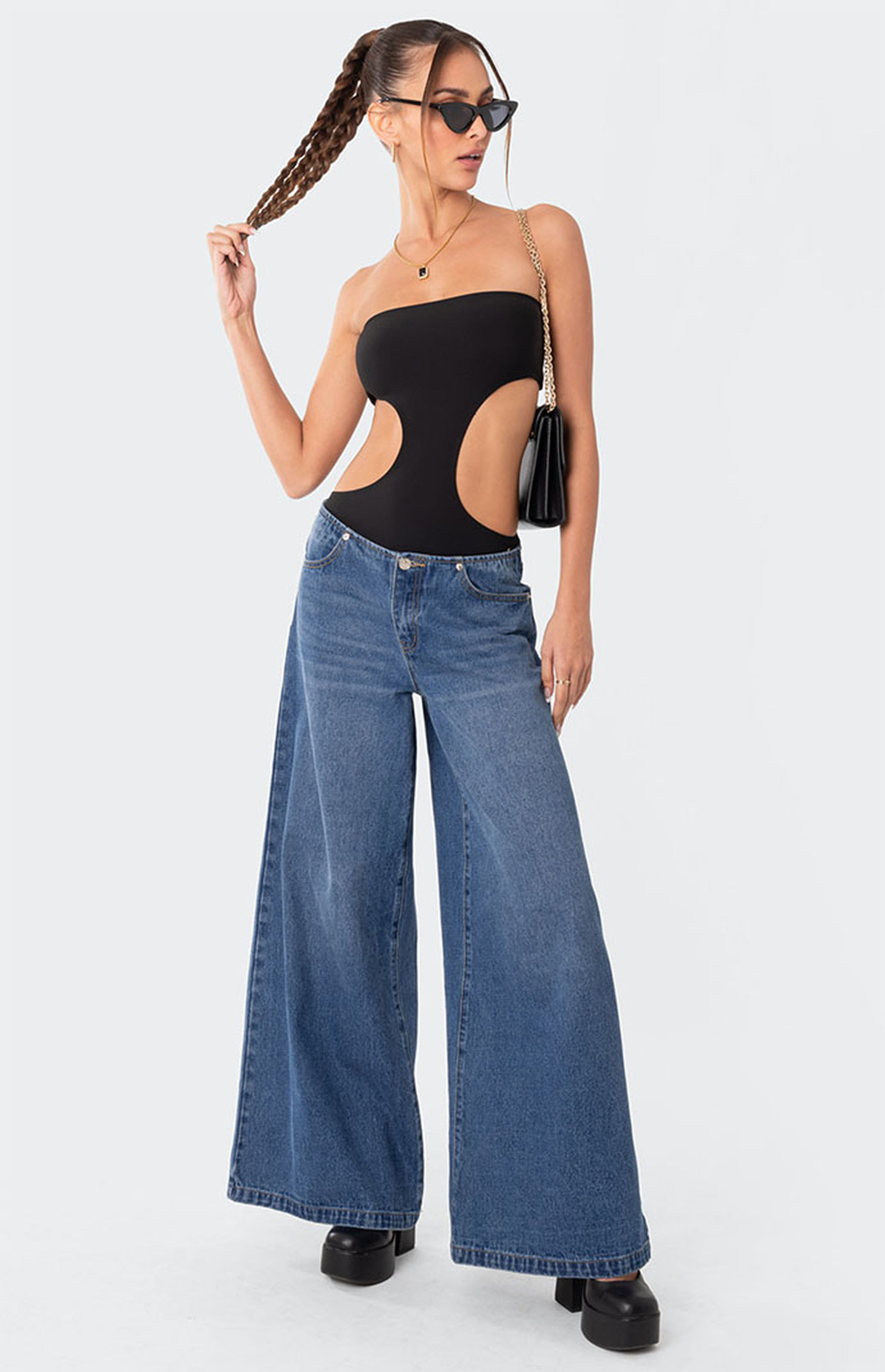 Edikted Vivie Ribbed Cut Out Bodysuit | Pacsun