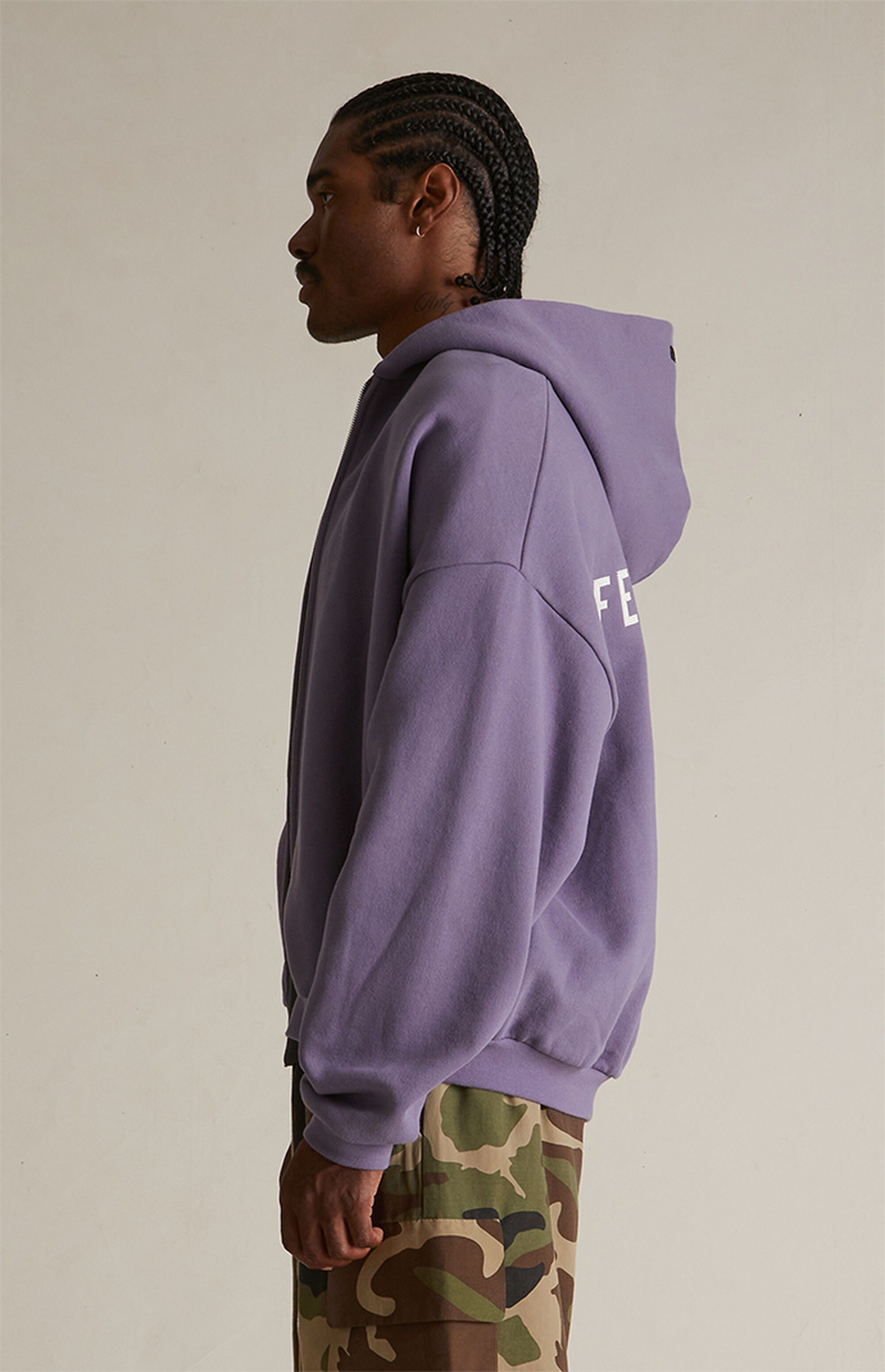 Fear of God ESSENTIALS Lavender Heavy Fleece Full Zip Hoodie | PacSun