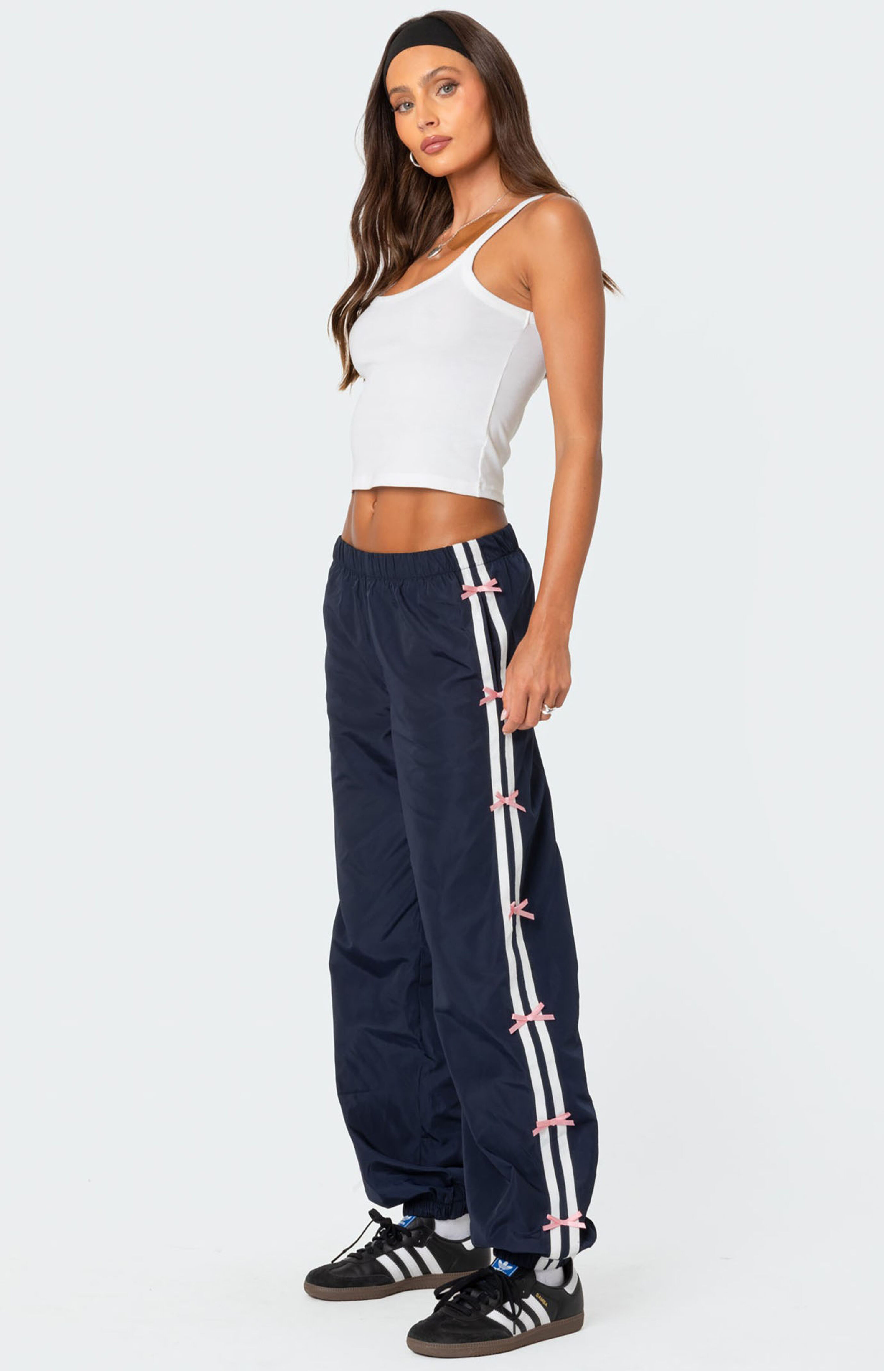 Edikted Bow Stripe Nylon Track Pants | PacSun