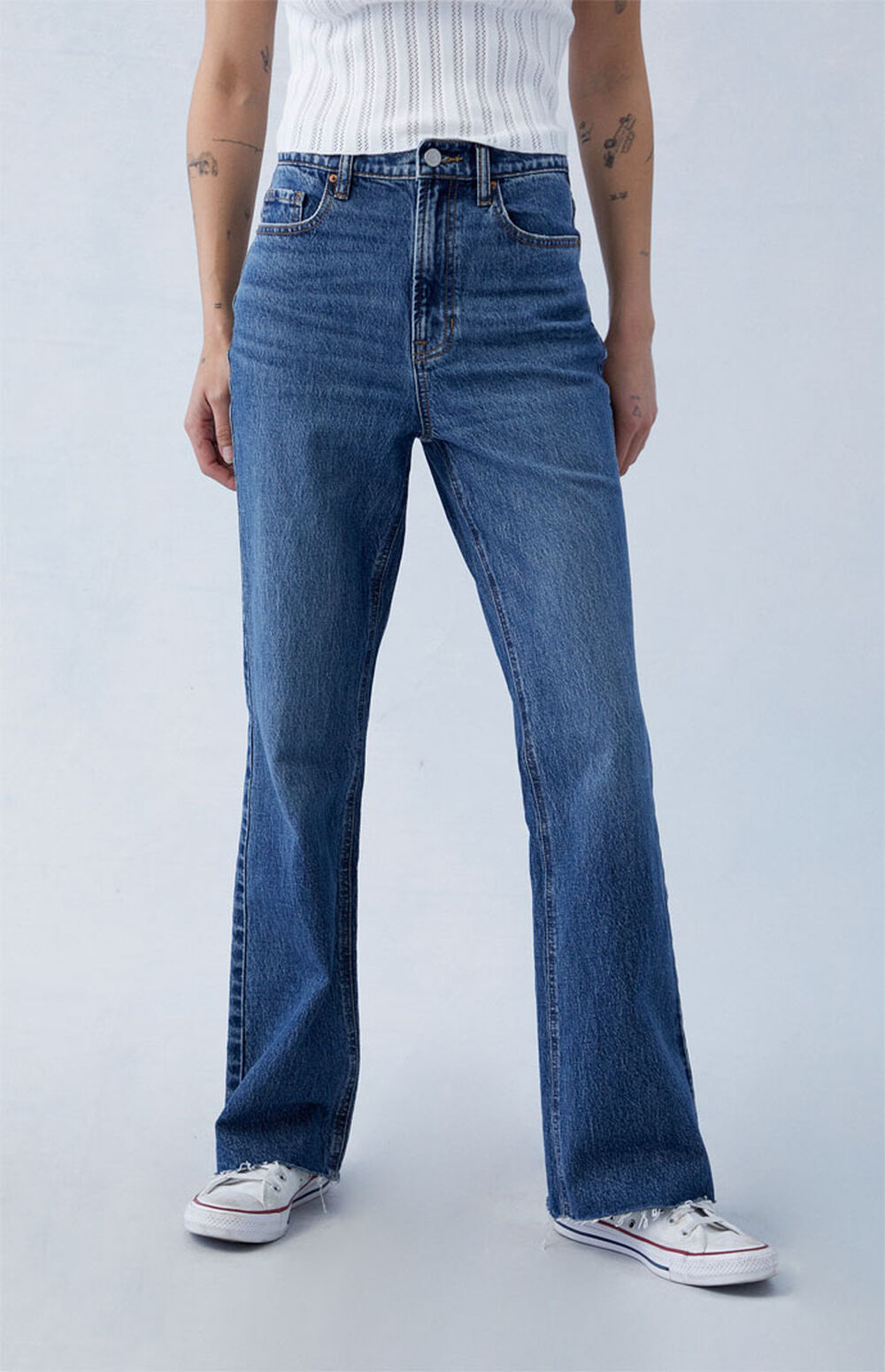 Pacsun Eco Stretch Dark Indigo High Waisted Bootcut Jeans | PacSun