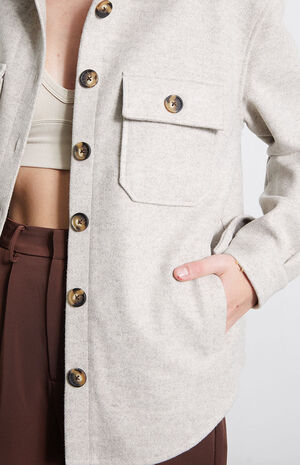 LA Hearts Cream Solid Color Shacket | PacSun