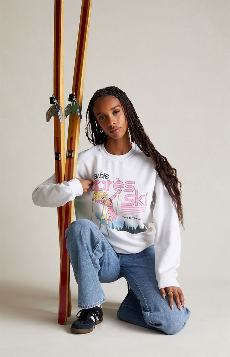 Barbie Apres Ski Crew Neck Sweatshirt | Pacsun